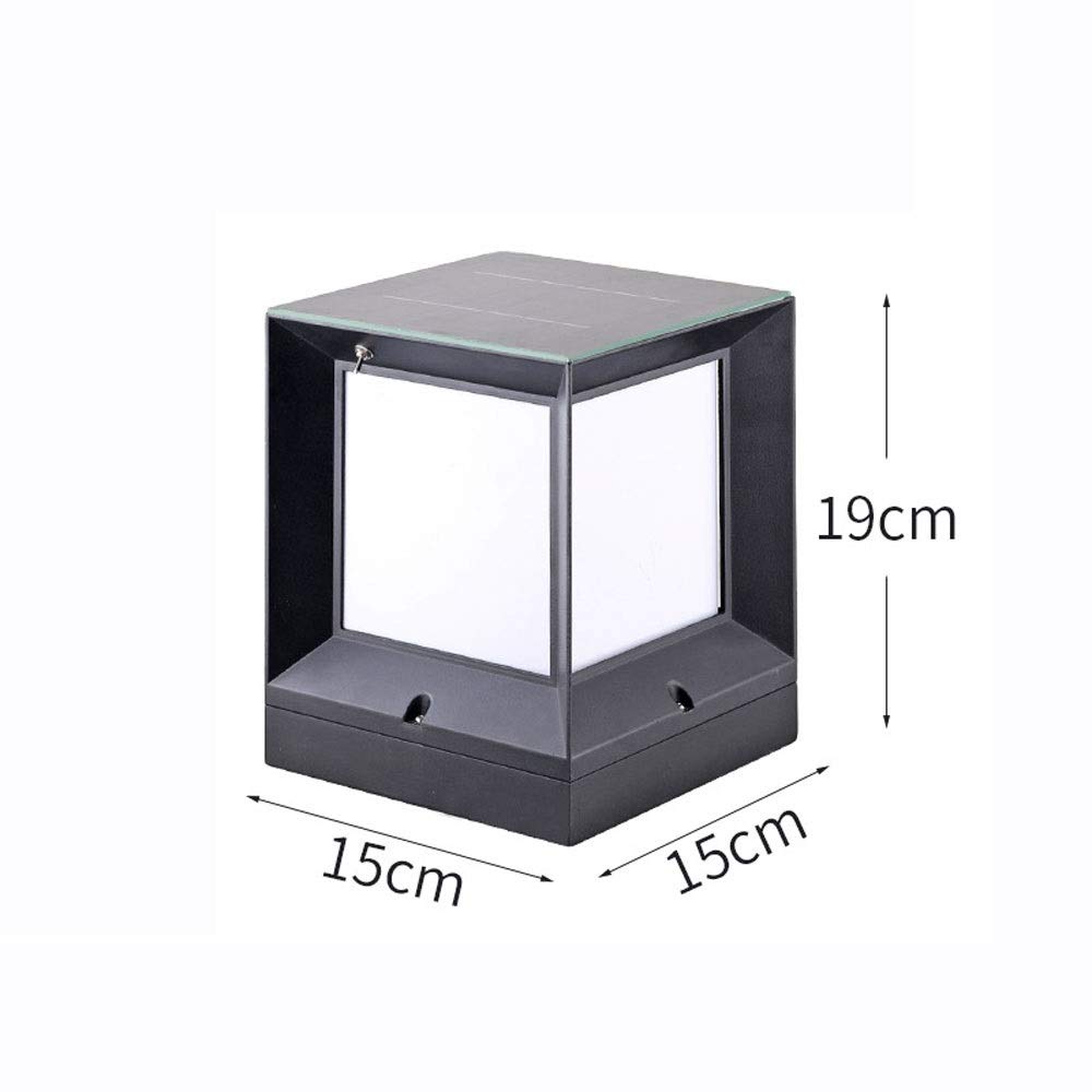 MUMUMI LED Square Solar Column Headlight Outdoor Garden Landscape Wall Lamp Home Gate Outdoor Waterproof Aluminum Pillar Post Lamps Modern Landscape E27 Patio Light (Size : S)