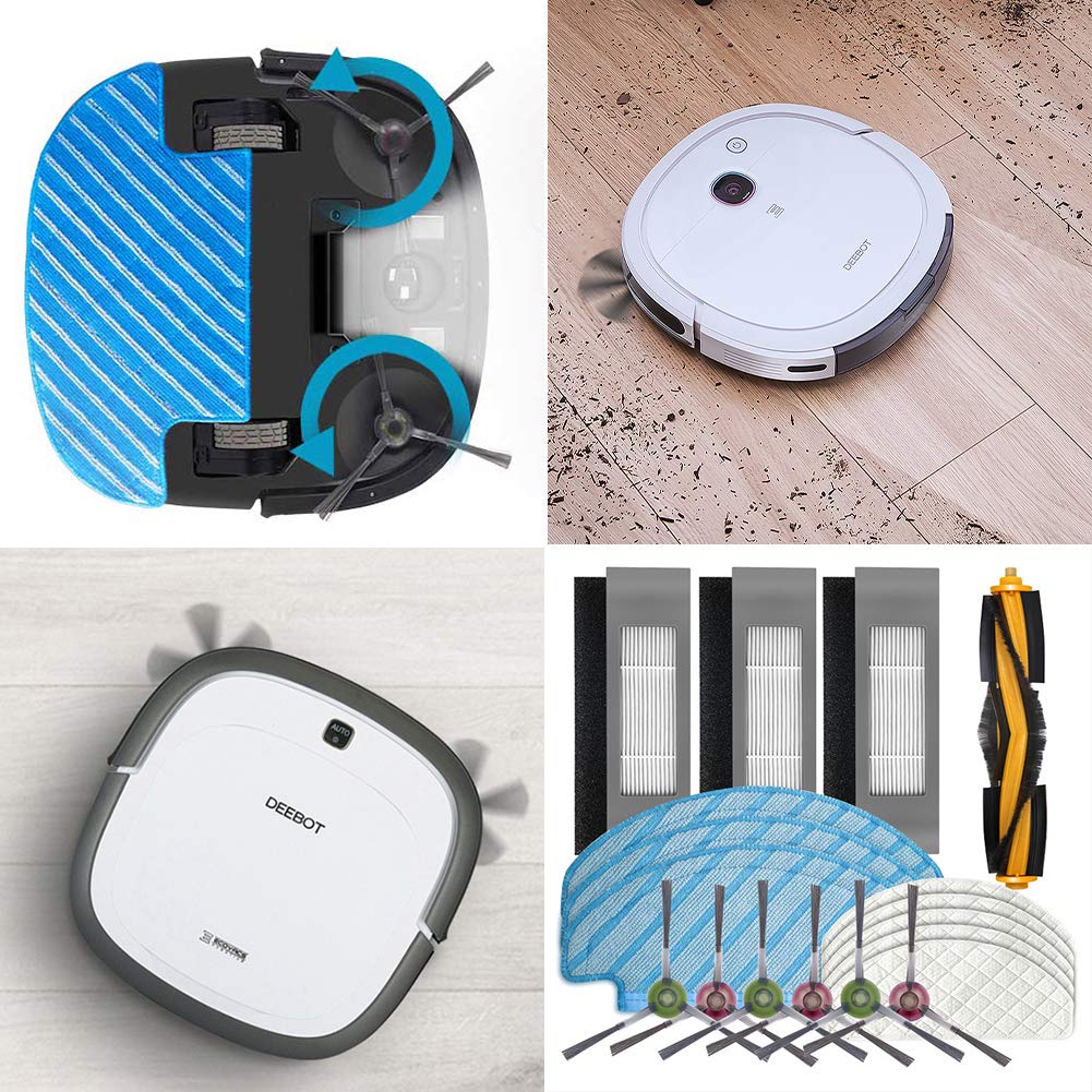 Number-One Replacement Parts Compatible with Ecovacs Sweeper Accessories OZMO T8, Sweeper Replacement Accessories Kit with 1 Main Brush, 3 Pairs of Side Brushes, 3 Filters/Rag, 5 Disposable Rag