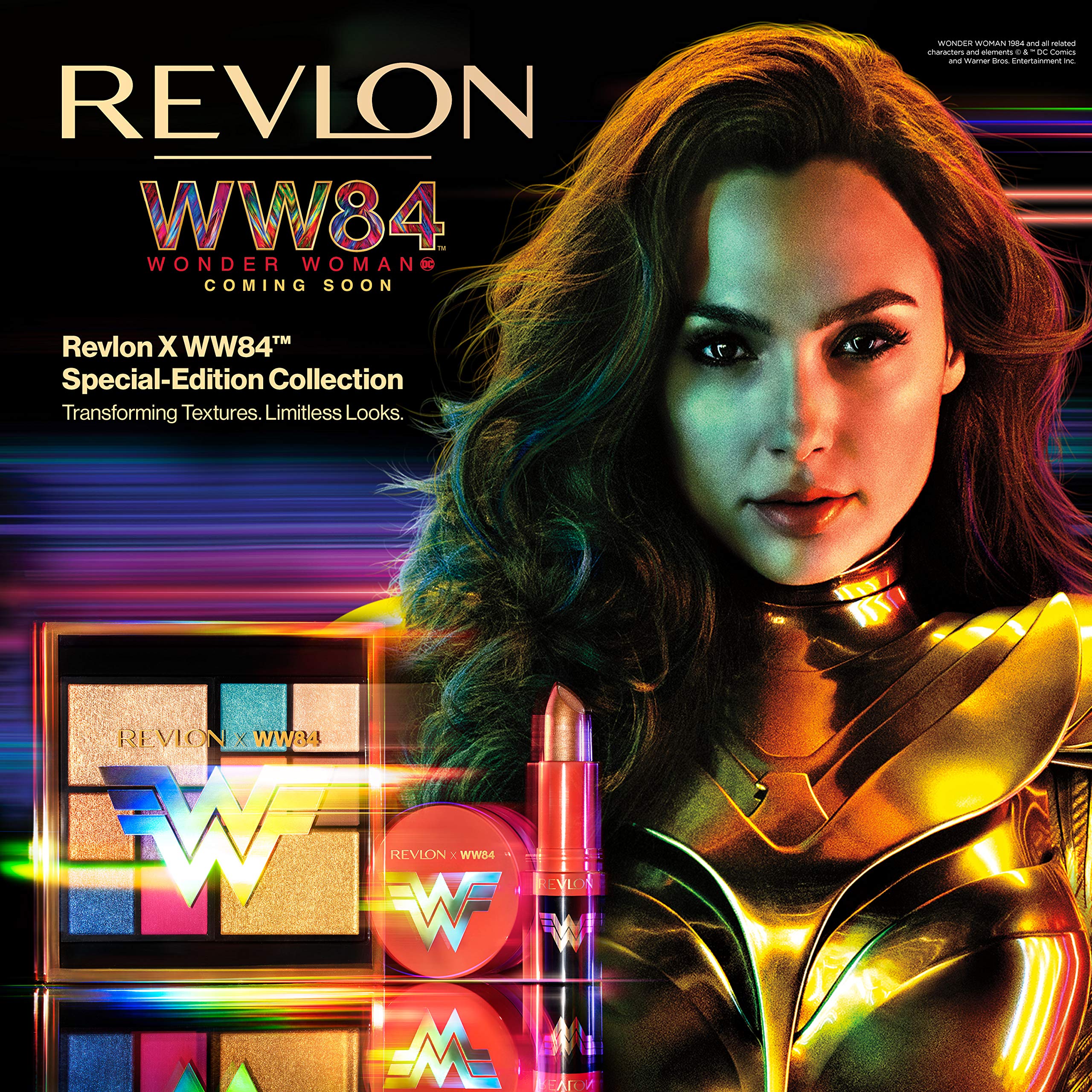 Revlon x WW84 Wonder Woman Warrior Glitter Lipcolor, Transforming Matte to Shimmer Full Coverage Liquid Lipstick in Red, 001 Fight For It, 0.12 fl oz