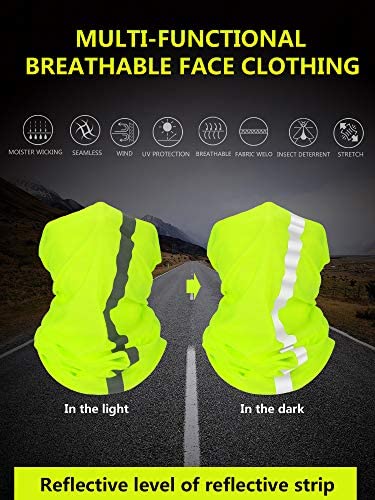 SATINIOR 8 Pieces Reflective Neck Gaiter for Men Cycling Balaclava Face Mask Cover Bandana Capuchas para el sol para Hombre Fluorescent Yellow