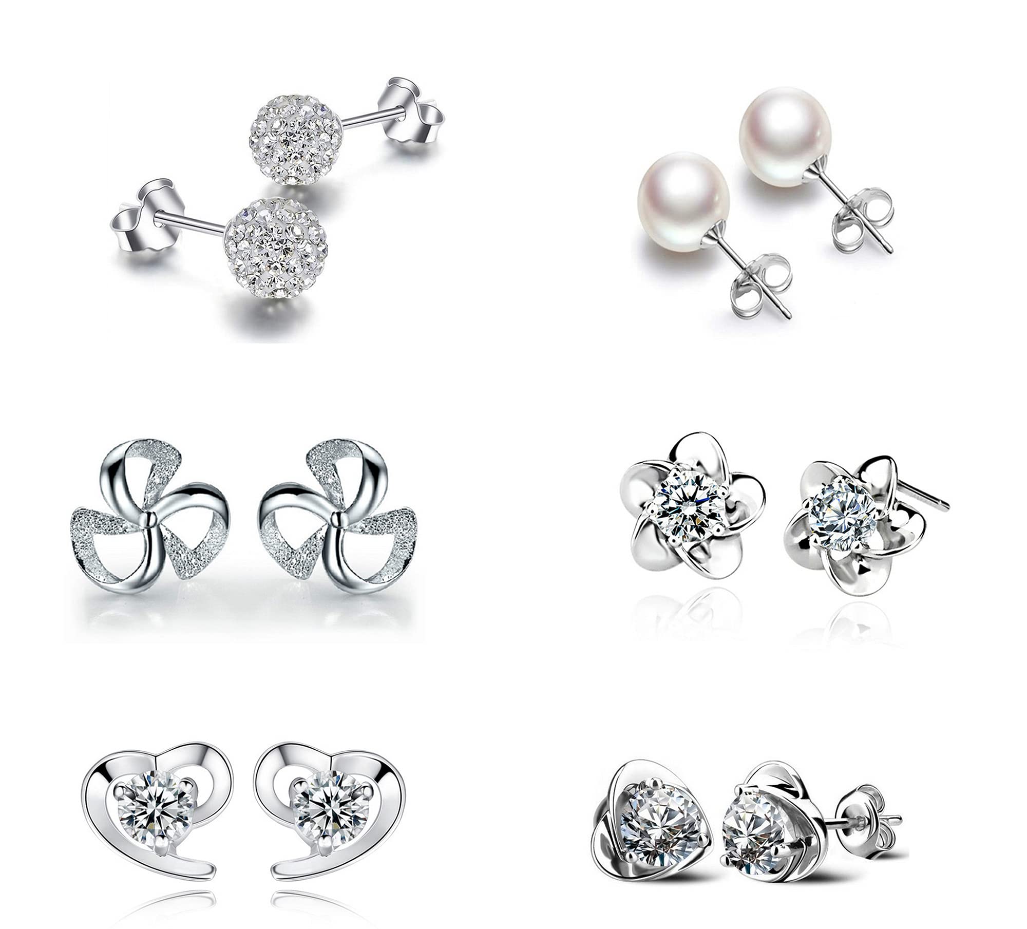 s925 Sterling Silver Stud Earrings Hetero-Shaped Earrings Set Zircon Earrings Hypoallergenic Stud Earrings