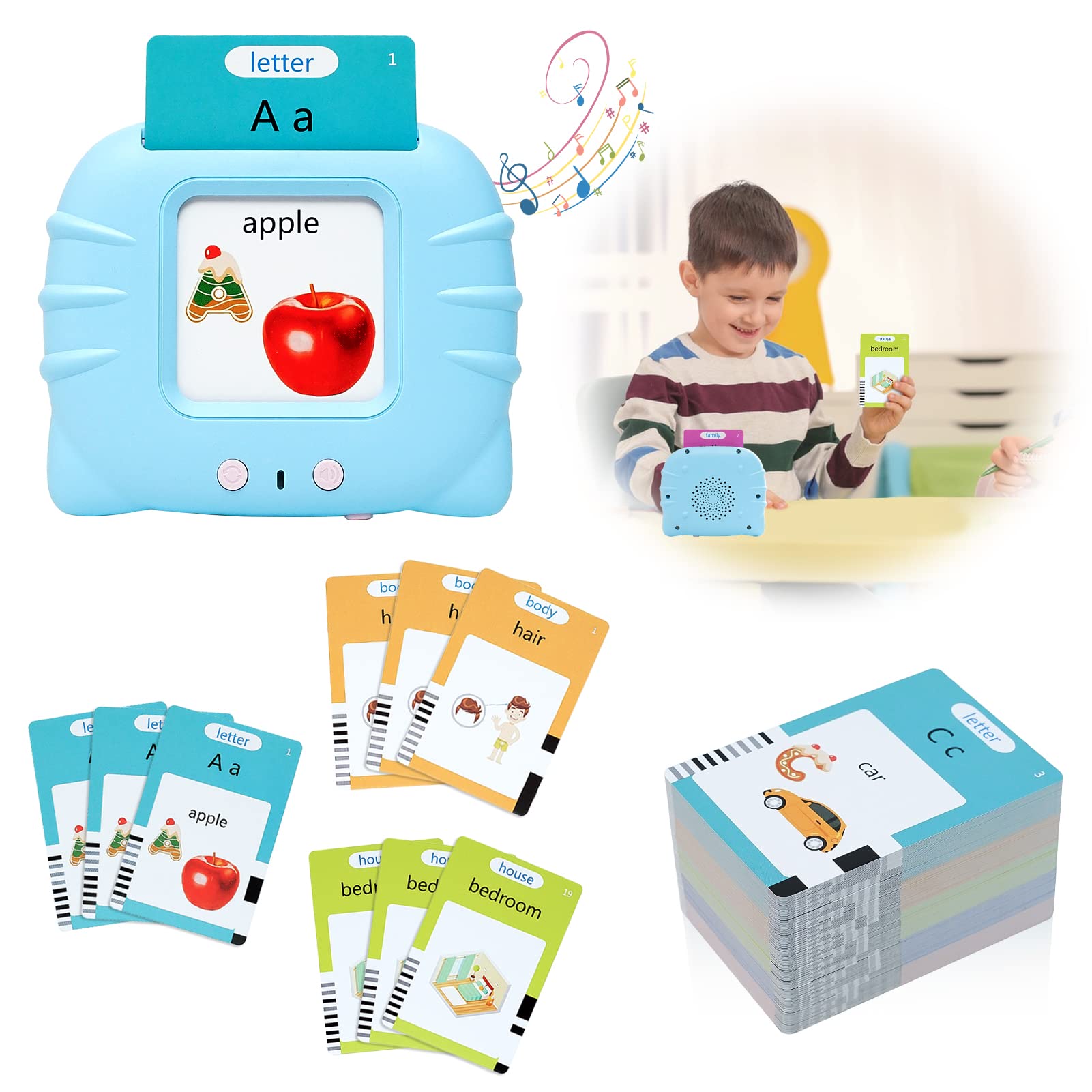Talking Flash Cards Toddlers Toys:510 Sight Words Speech Therapy Autism Learning Educational-2 3 4 5 6 Year Old Kids Gift (224Word&Blue)