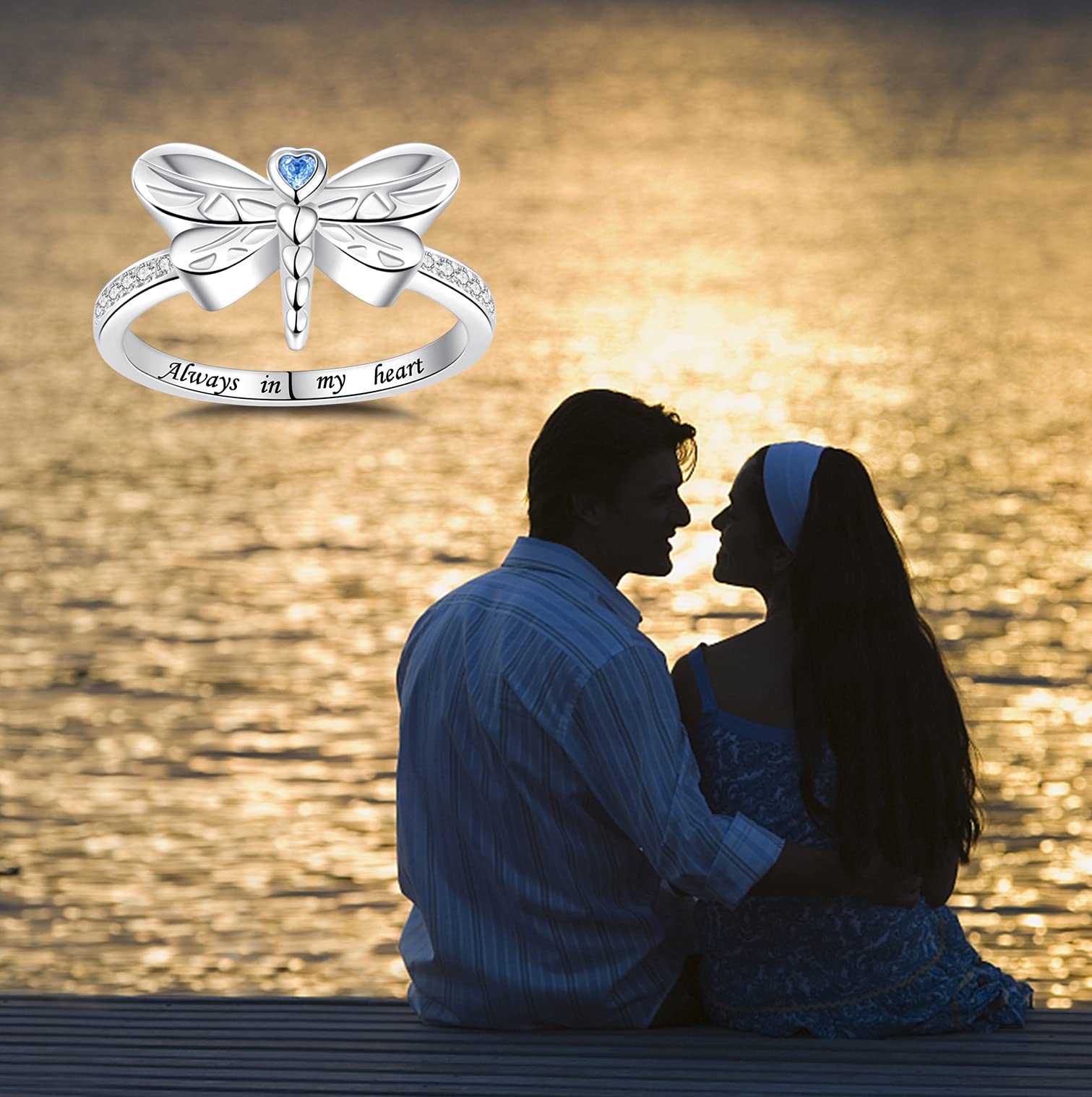 Sterling Silver Dragonfly Urn Ring Always in My Heart Women Ring Animal Memorial Keepsake Cremation Ash Jewelry for Loss of a Loved One