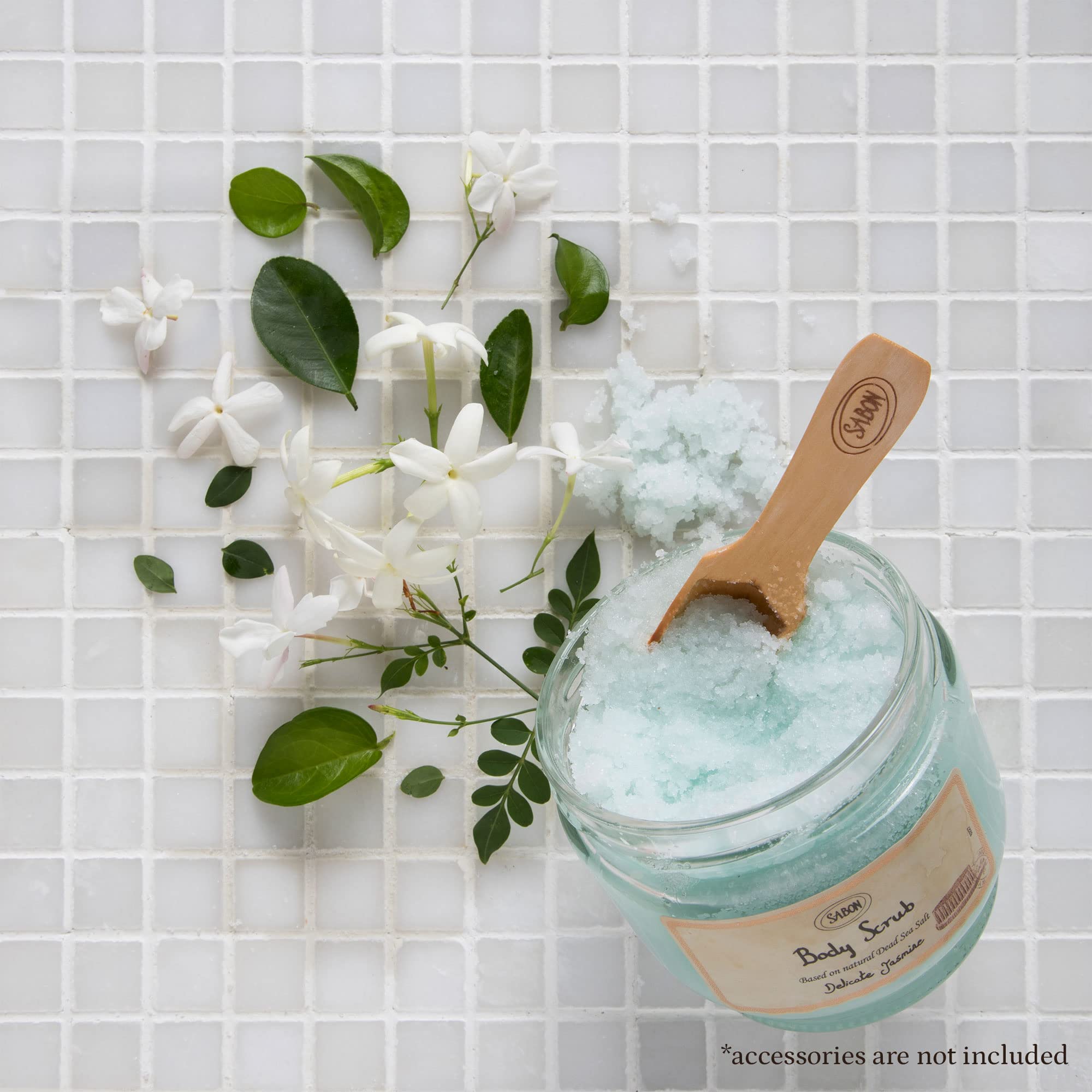 Sabon Body Scrub โ Delicate Jasmine | Exfoliating Dead Sea Salt Body Scrub | Bergamot, Ylang, Rose | For All Skin Types | 11.3 Oz