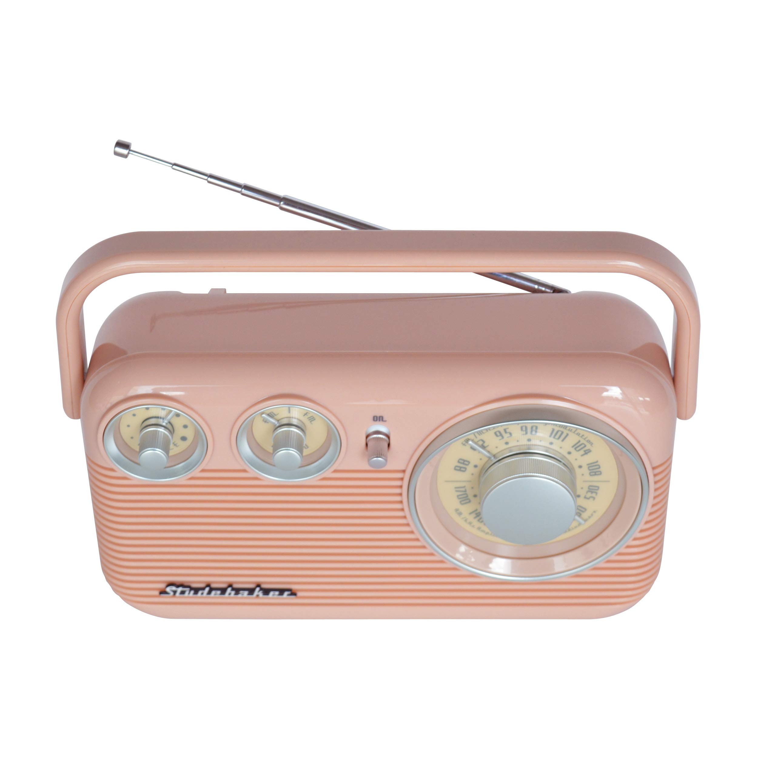 Studebaker SB2003 Retro Portable AM/FM Radio AC or Battery Operated (Rose Gold)
