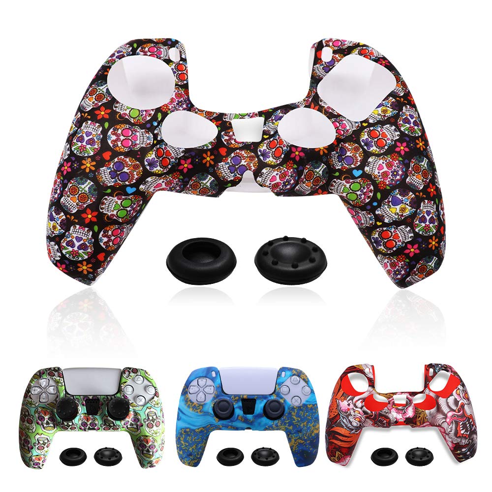 PS5 Controller Grip, Non Slip Comfort Silicone Skin Cover Protector Case for Sony PS5 Controller with 8 Joysticks Caps,Shock-Absorption Anti-Scratch Case Compatible (4 Pack)