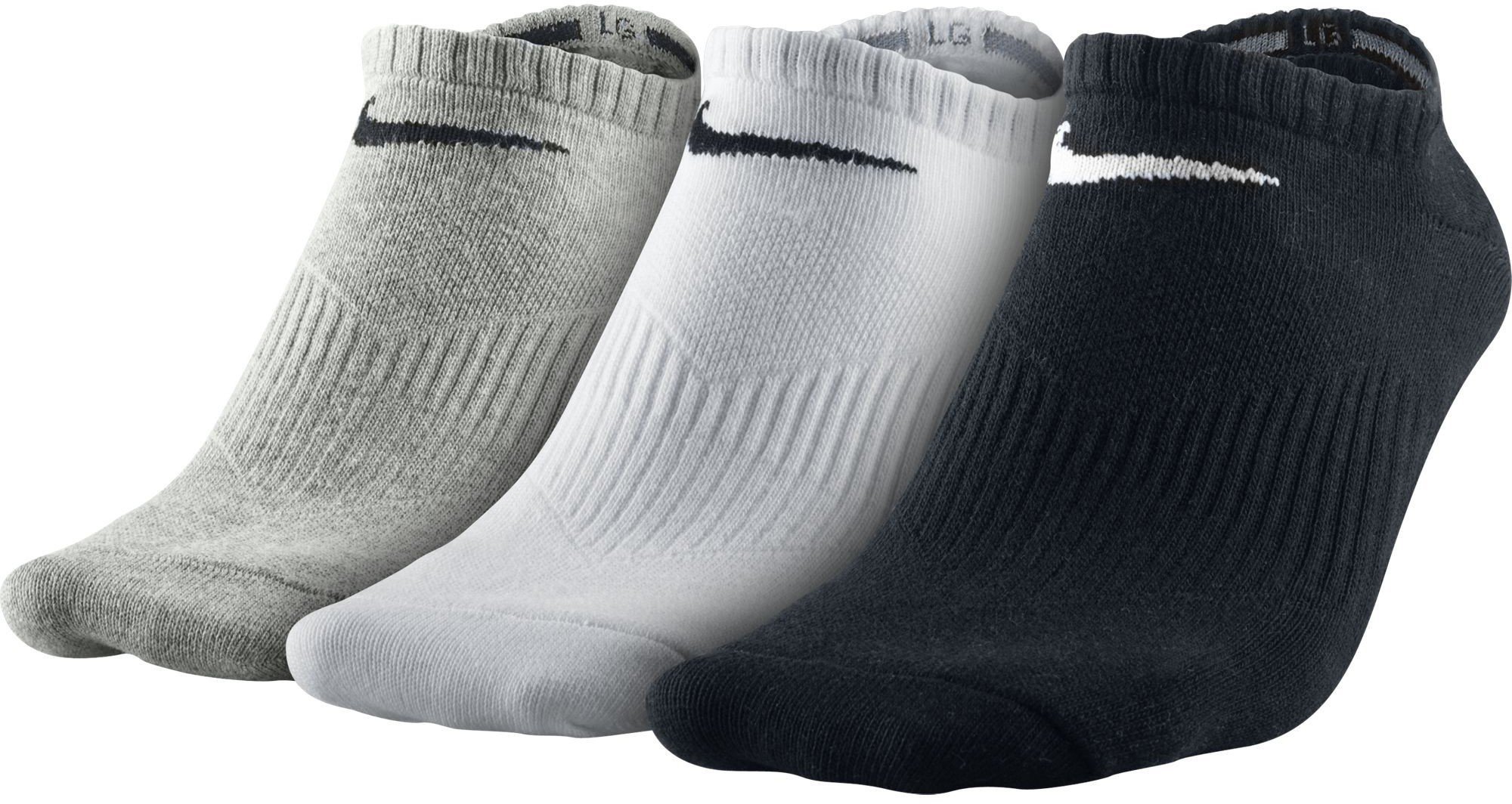Nike Mens Pack Of 3 Pairs Of Socks, Grey Heather/White/Black, Large - Size 43/46