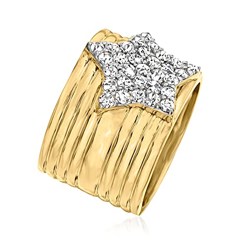 Ross-Simons 1.00 ct. t.w. Diamond Star Ring in 18kt Gold Over Sterling. Size 8