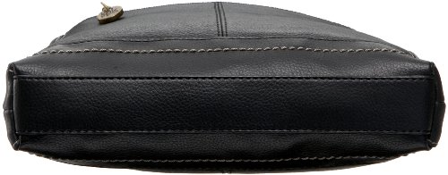 Sakroots Iris Crossbody Bag in Leather, Casual Purse with Adjustable Strap & Zipper Pockets, Multifunctional & Sustainably-Made, Black