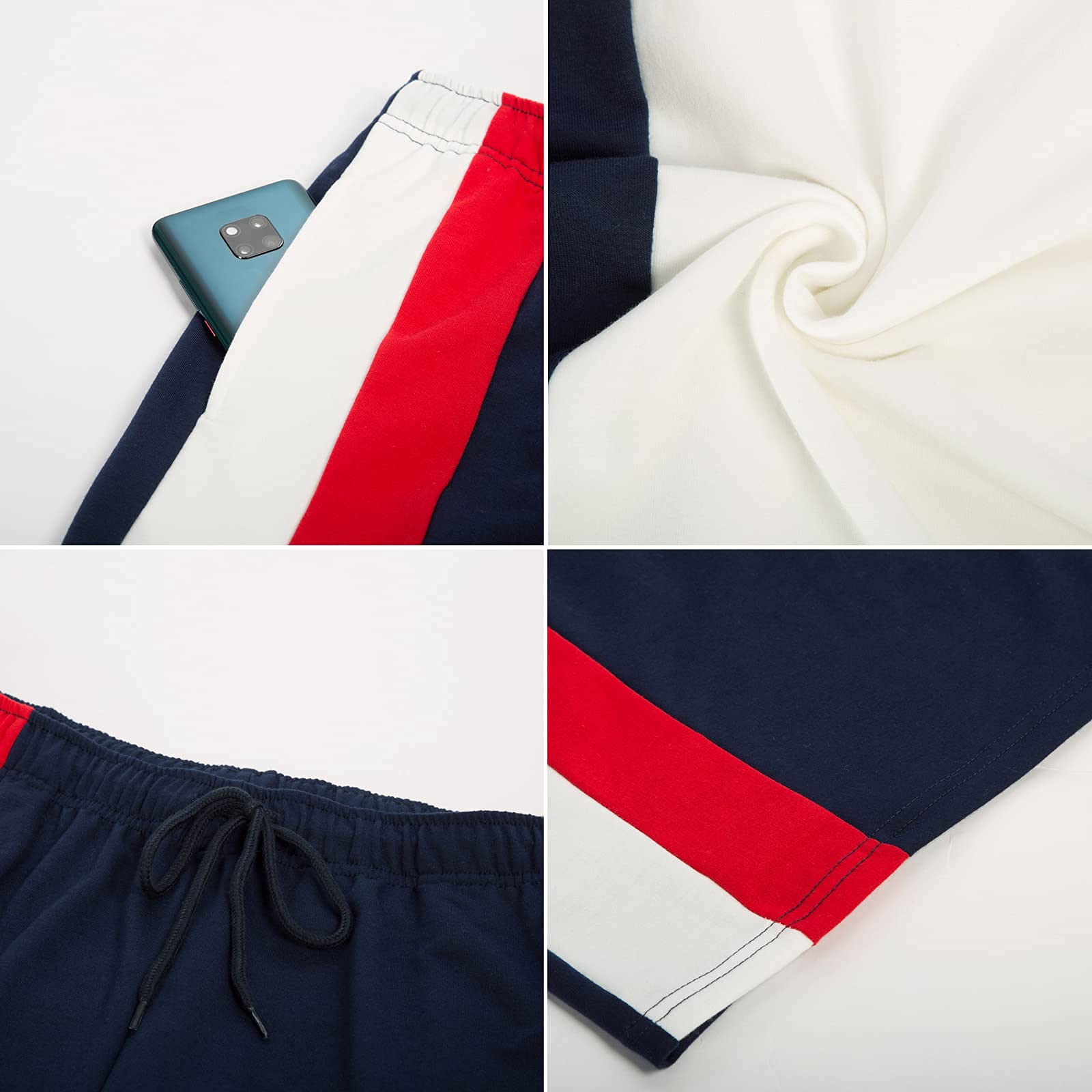 PJ PAUL JONES Mens Two Piece Outfits Sets Summer Vacation Polo Shirt and Short Sets 2 Piece Outfits for Beach Navy Blue L