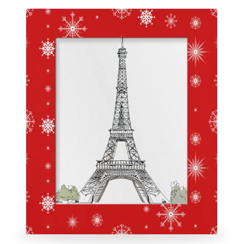 Pardick Xmas Red 4x6 Picture Frame, Christmas Snowflake Wooden Photo Frames for Tabletop and Wall Display, Picture Frame Home Office Decor
