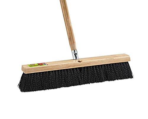 Unvert Black Indoor Push Broom Head β Heavy Duty Hardwood Block β Polypropylene Bristles β Deck Scrub Brush β Two Threaded Handle Holes for Better Assist (14")