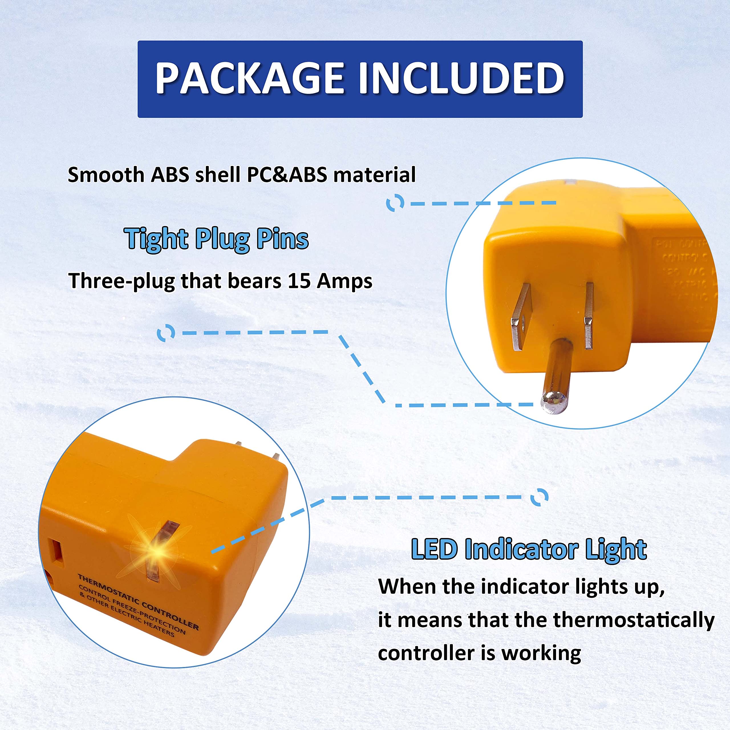 MAXKOSKO 2PCS Freeze Thermostatically Controlled Outlet,Automatically Turn On below 38°F and Off Over 50°F