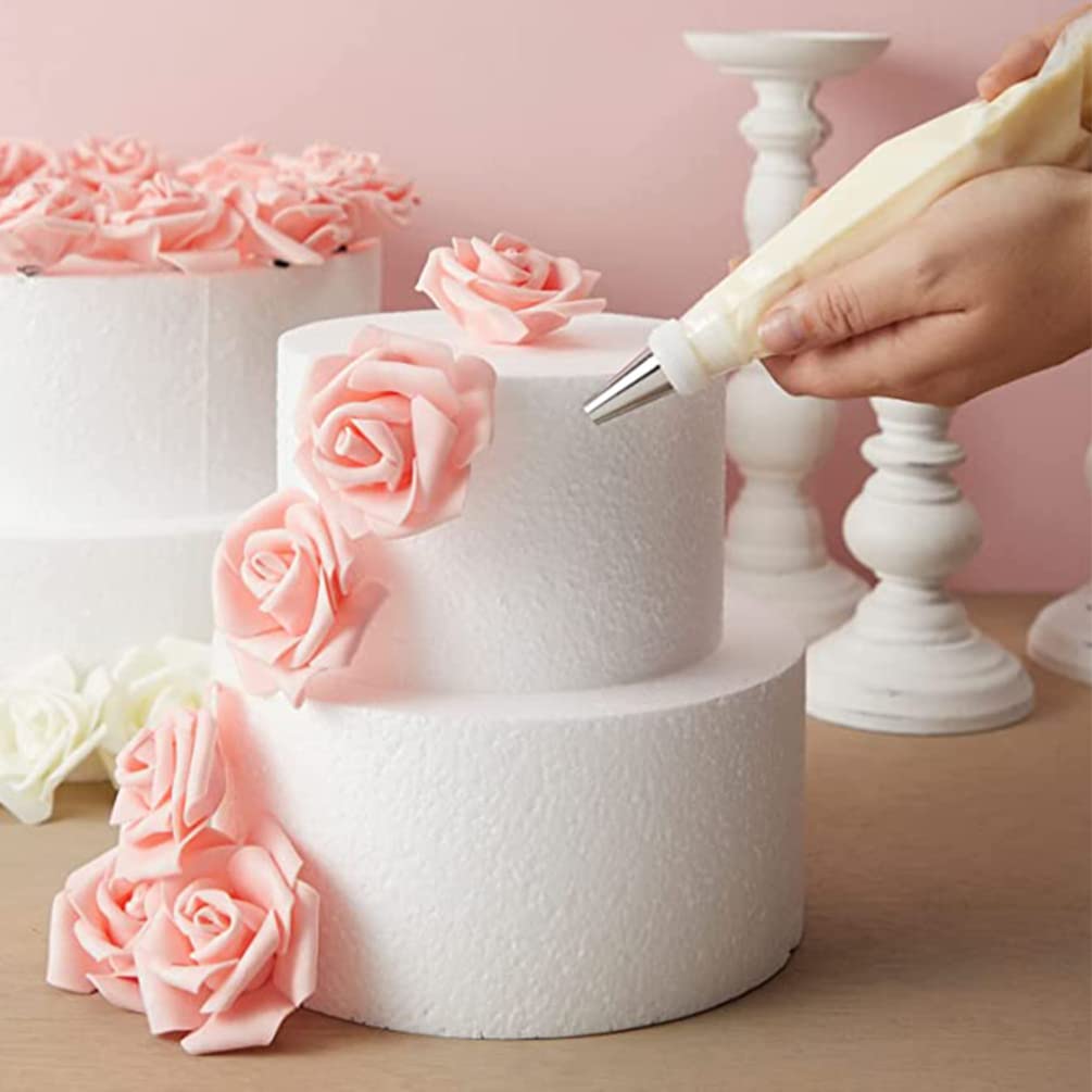 PAREKS Foam Cake Dummies 4pcs Fake Foam Cakes Foam Cake Dummy 4 Tiers Round Wedding Display Cake Models Practicing Molds for DIY Decorating Cake Dummies/1190