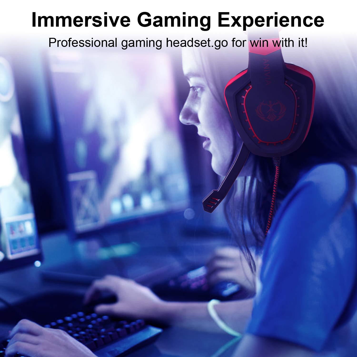 PS5 Gaming Headset with Mic,Stereo Sound Computer Gaming Headset with Microphone,Over-The-Ear Noise Isolating for Xbox One/PS4/PC
