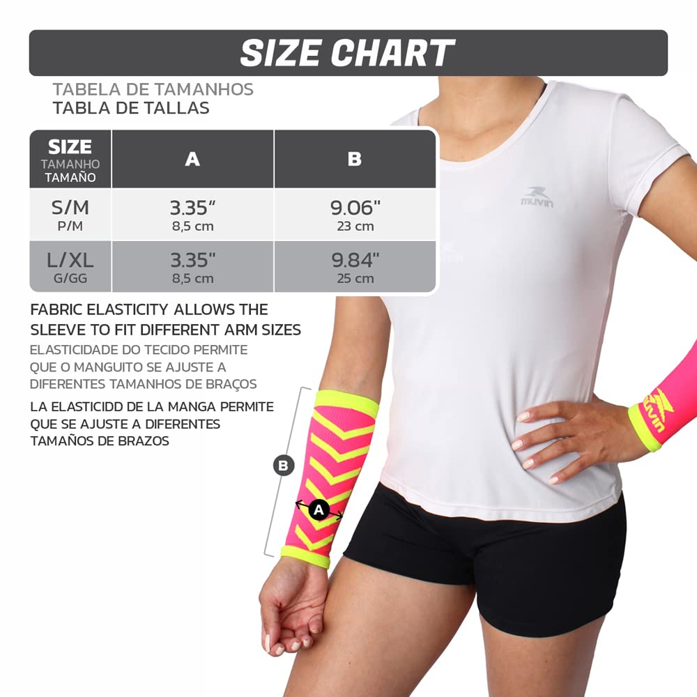 Muvin Arrow Volleyball Arm Sleeves - Compression, Forearm Protection for Ball Impact and Floor Burn - Men & Women (Black, S/M)
