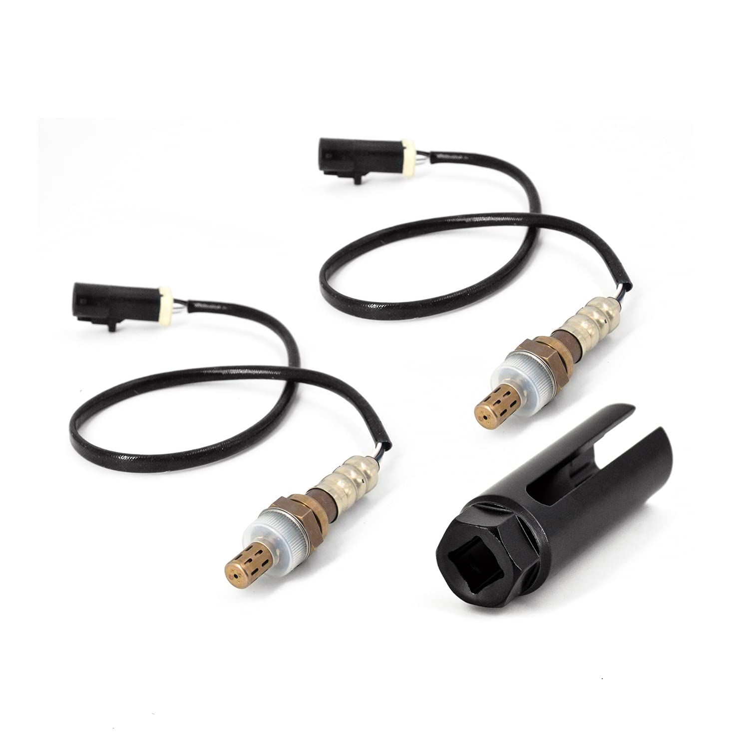 Oxygen Sensor with Socket O2 Sensor Upstream Downstream 2PCS Fit for F150 F250 F350 E150 E250 E350 Ranger Expedition Explorer Escape Tribute Lincoln Mercury Nissan Replace# 15717, 15716, 15664