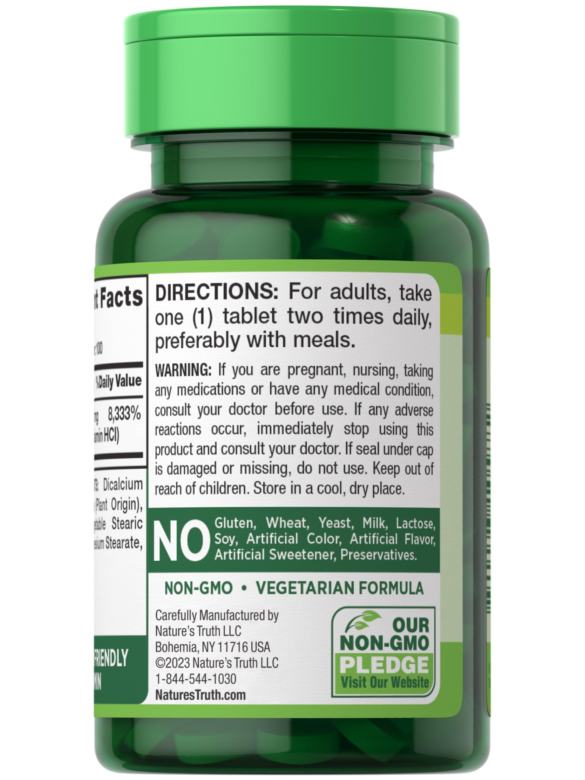 Nature's Truth Vitamin B1 100mg (Thiamine) | 100 Count | Vegetarian, Non-GMO & Gluten Free Supplement