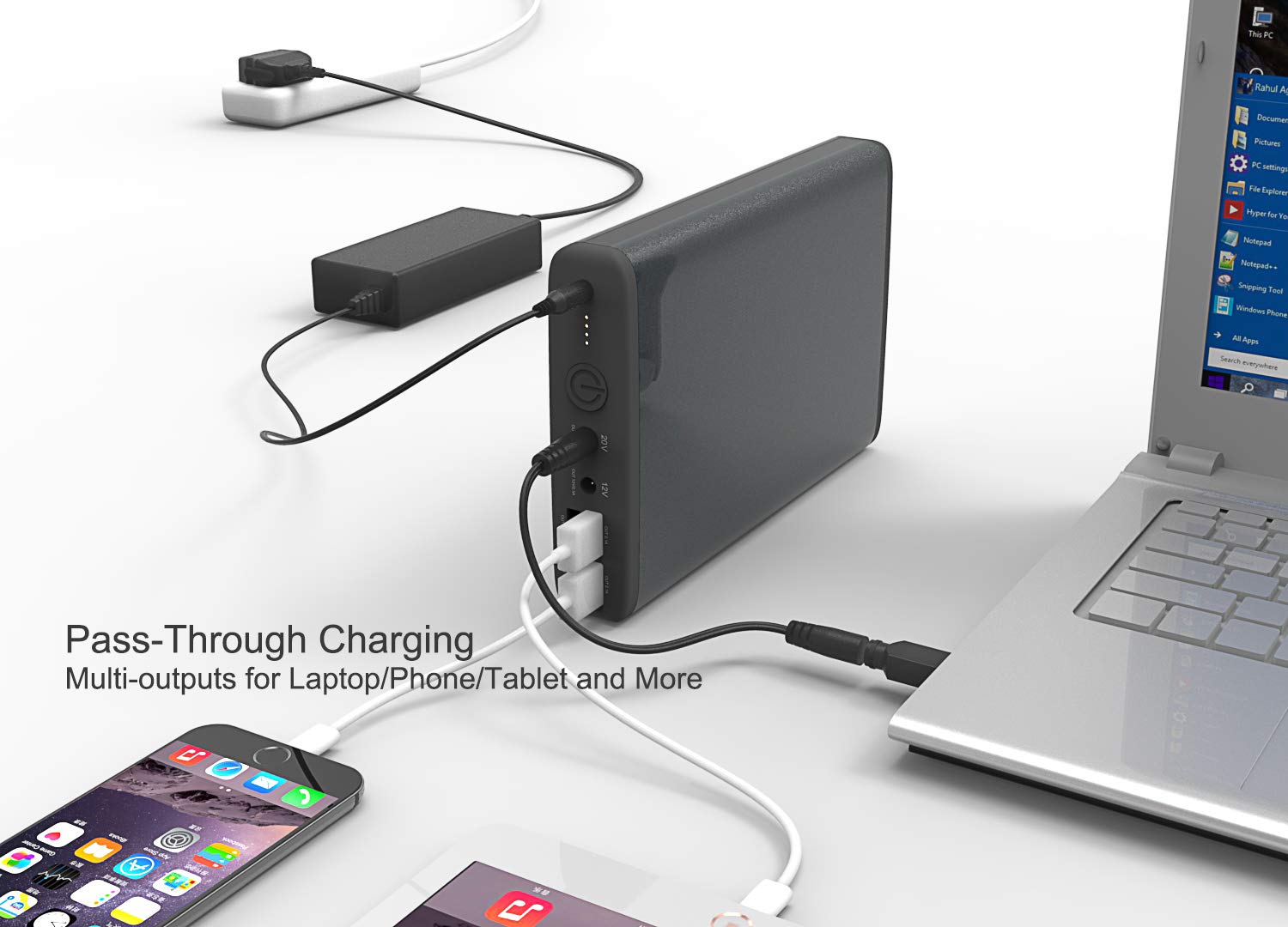 MAXOAK Laptop Power Bank 185Wh/50000mAh(Max.130W) Portable Laptop Charger External Battery Pack for Laptop iPad Phone Notebook
