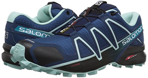 Salomon Women's Speedcross 4 W Trail Running Shoe, Poseidon/Eggshell Blue/Black, 8.5 M US