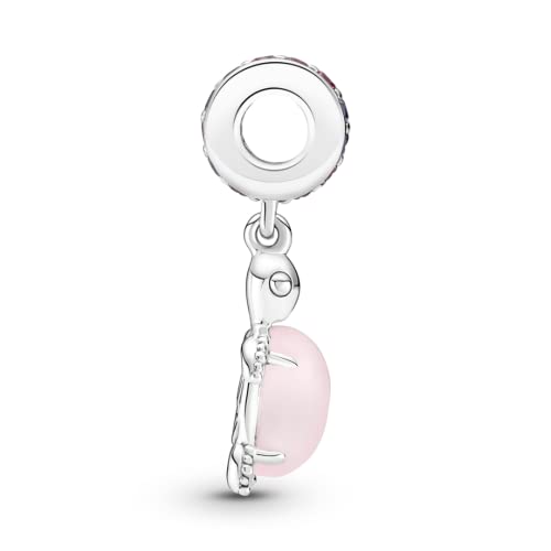 The Charm Box Sea Turtle Dangle Charm, Cute Marine Animal Beaded Charm, Two Pink Murano Glass Charm for Bracelets and Necklaces, Sterling Silver Bead