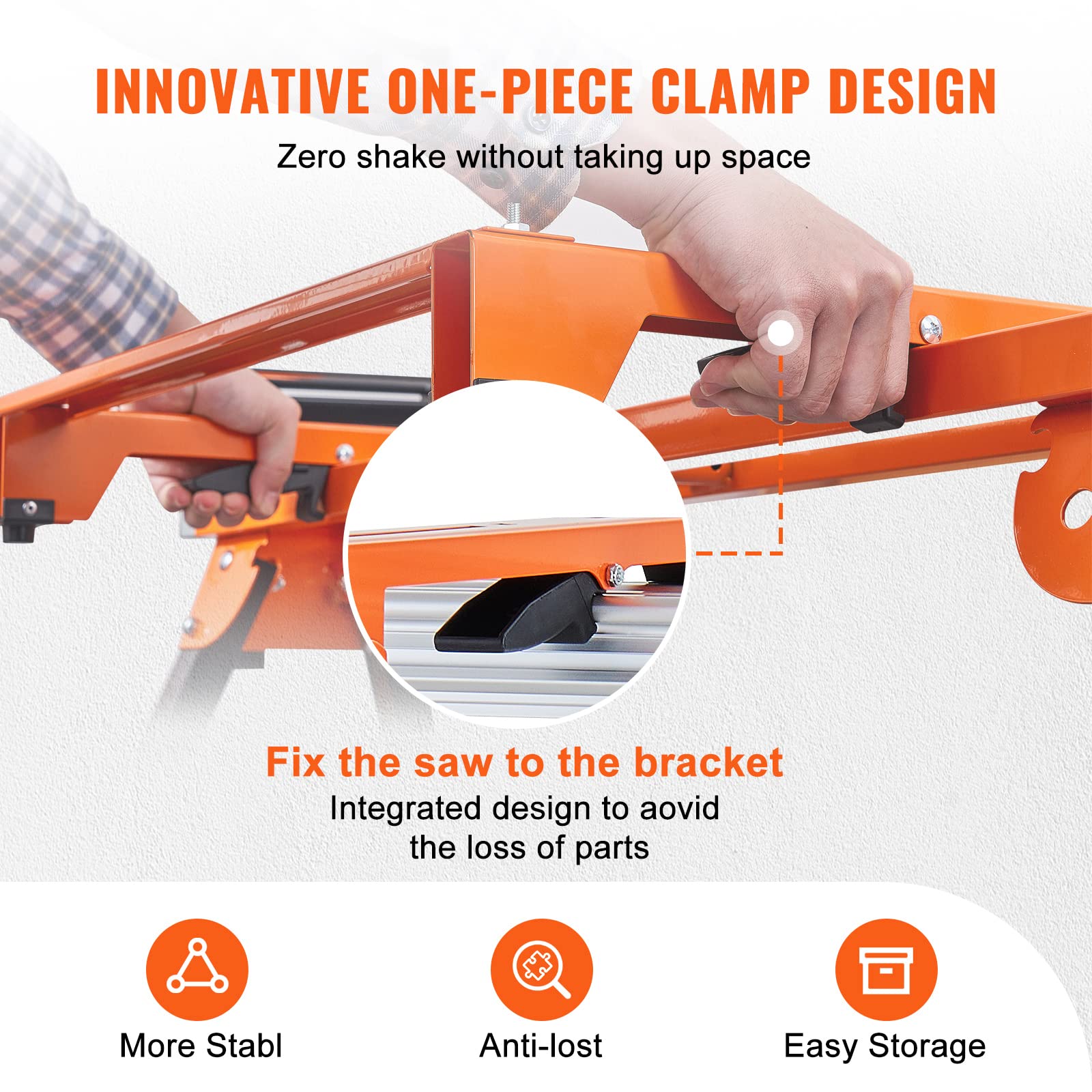 VEVOR Miter Saw Stand, 79in Collapsible Rolling Miter Saw Stand with One-piece Mounting Brackets Clamps Rollers, Heavy Duty Folding Miter Saw Stand with Sliding Rail, 330lbs Load Capacity