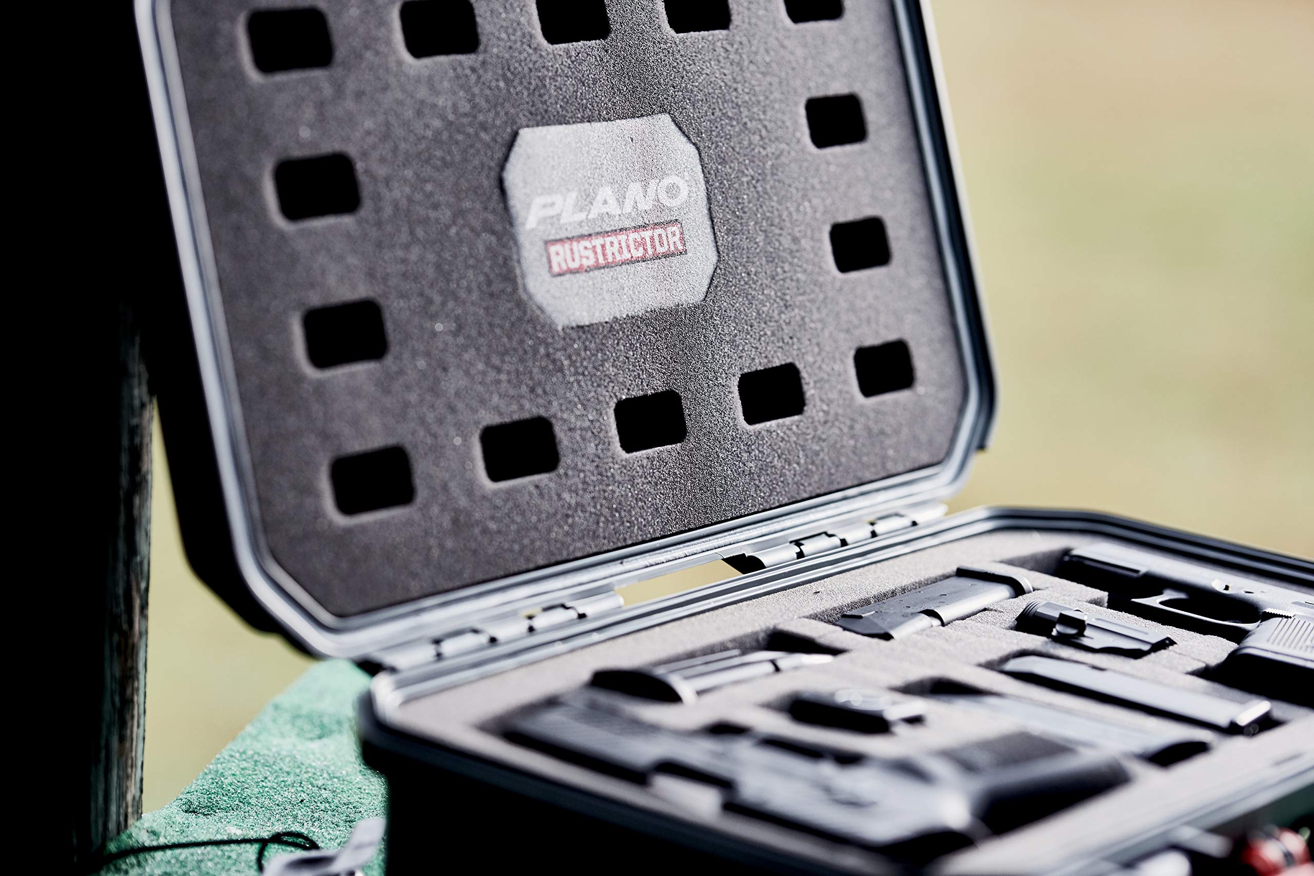 Plano Rustrictor All-Weather Double Pistol Case, Durable, Rust and Corrosion Resistant, TSA-Approved Gun Case with Perforated Pluck Foam for Custom Protection