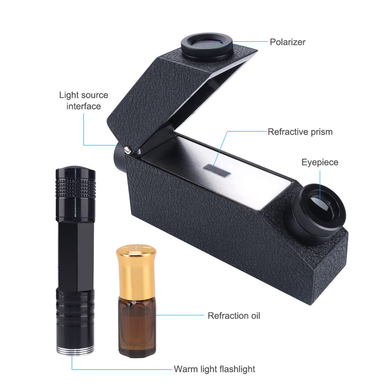 Yuecoom Jewelry Refractometer, Portable Gemstones Refractometer 1.30 to 1.81 Quick Identification High Accuracy Gemstones Refractometer Kit for Measuring The Refractive Index Jewelry Test Tool