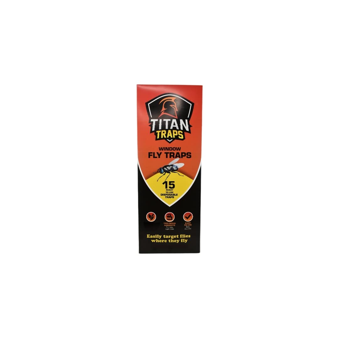 Window Fly Traps by Titan Traps - Sticky Fly Paper, Window Bug Catcher, Indoor Fly Trap, Fly Paper Bug Sticky Strips, Window Fly Strips, Bug Sticky Trap - 15 Disposable Fly Traps (1 Pack)