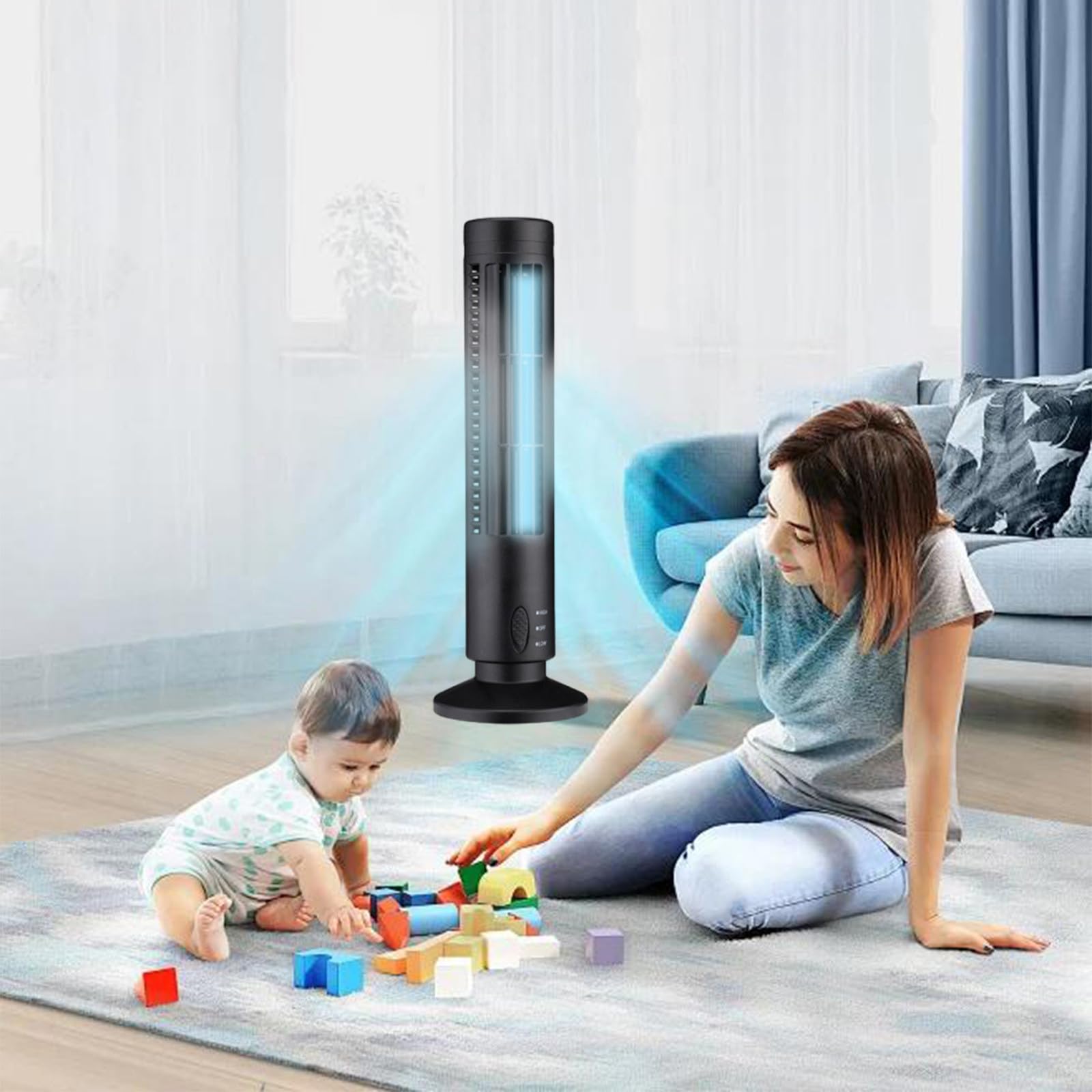 Xihbxyly 2024 Summer Tower Fan, With Two Speeds Simulates Natural Wind,Cool Portable Energy Saving Low Noise Suitable For Home Offices And Bedrooms(Black)