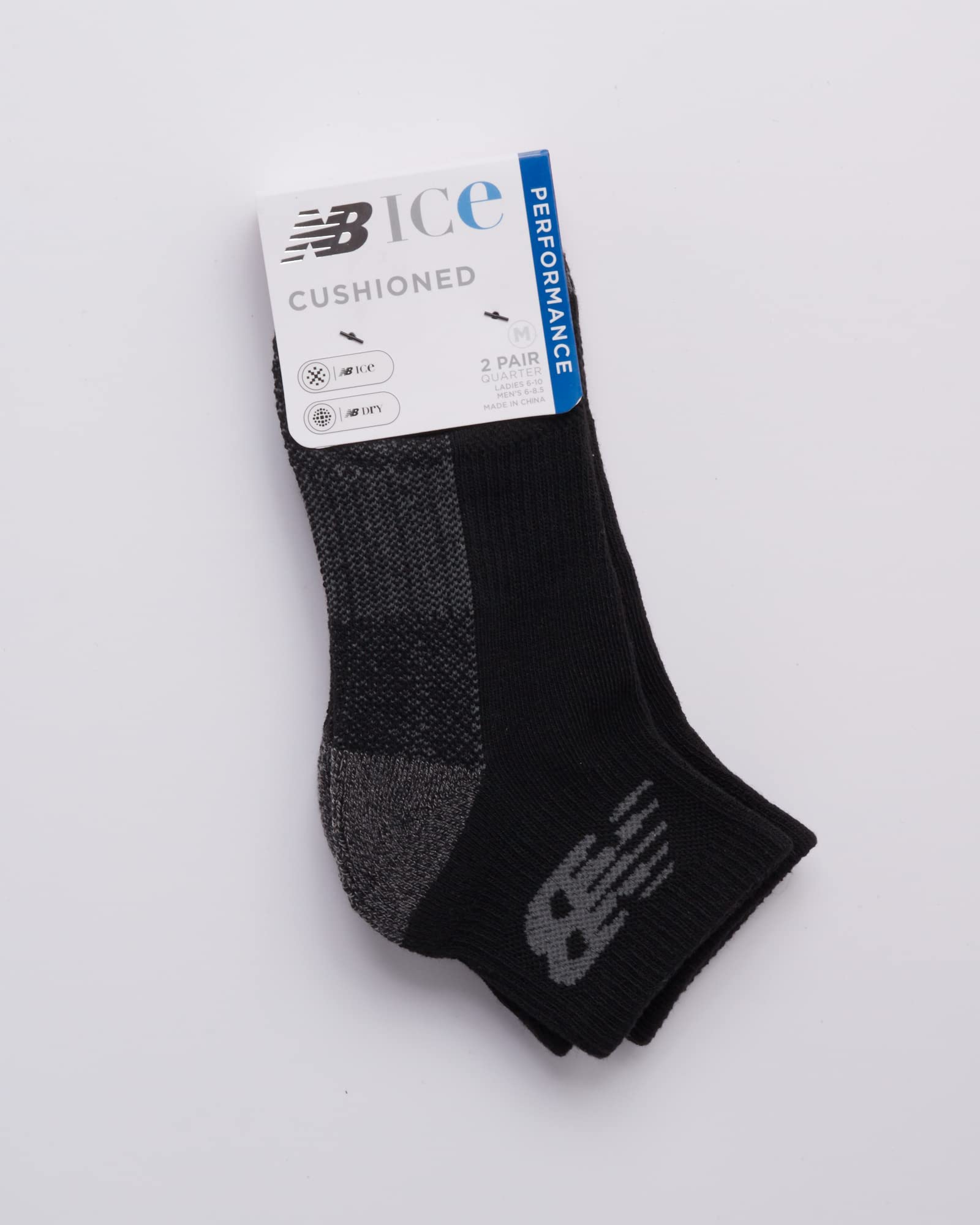 New Balance Men’s Athletic Socks – Cushioned Quarter Cut Ankle Socks (2 Pack), Size Medium: 6-10, Black