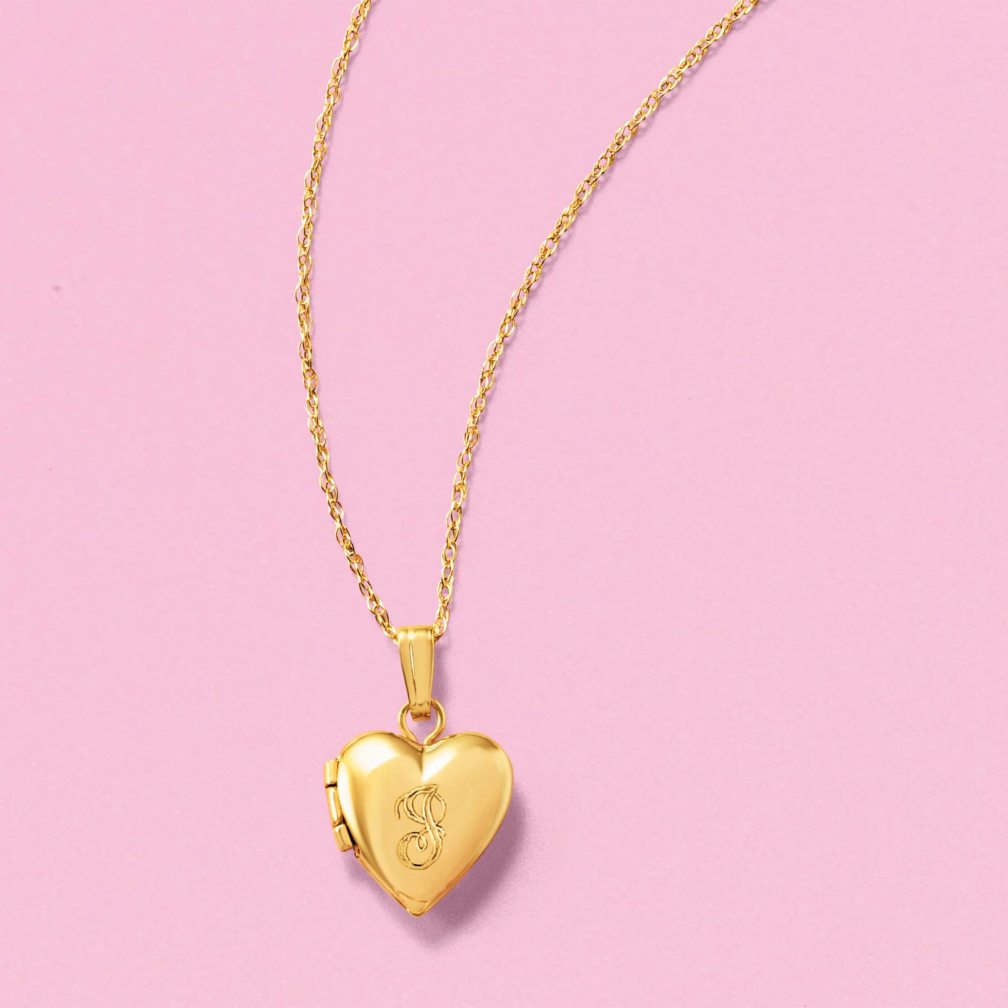 Ross-Simons Single-Initial - Baby's 14kt Yellow Gold Heart Locket Necklace. Size 13