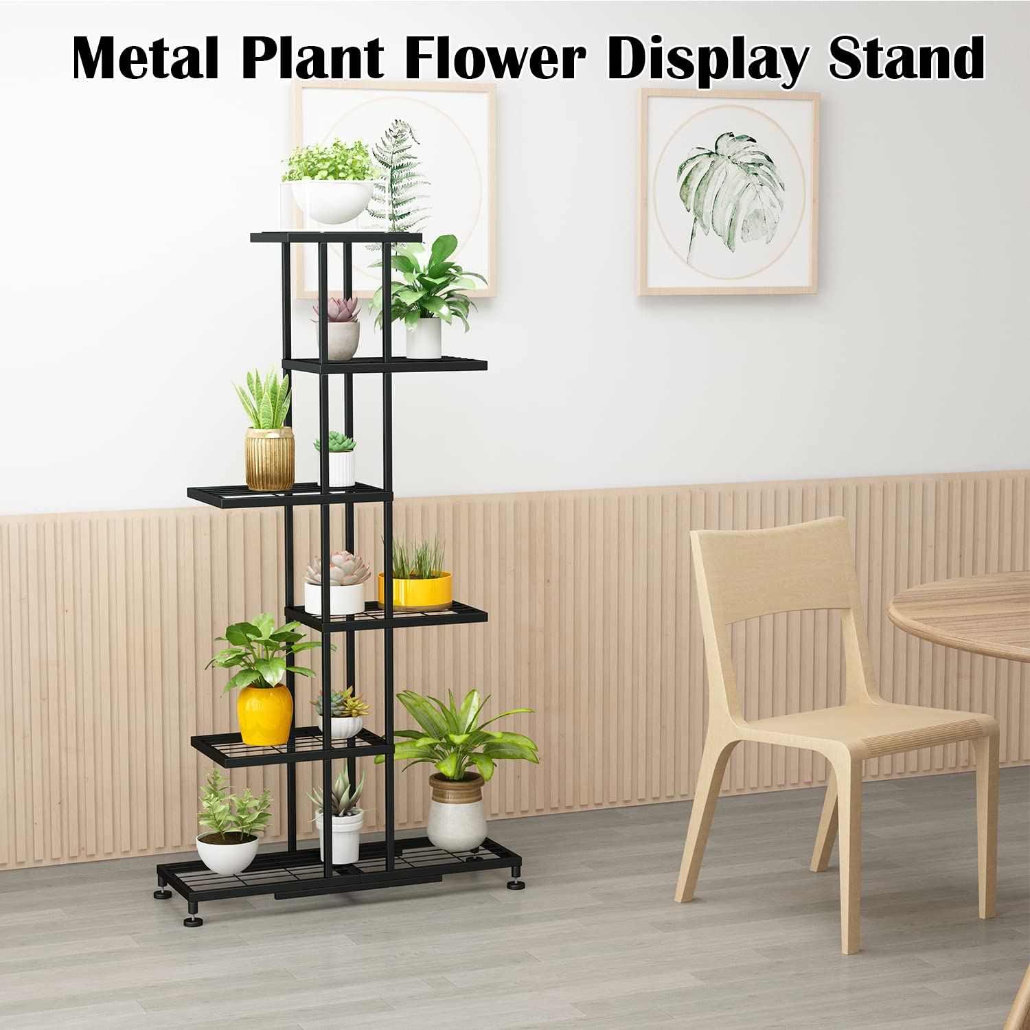 Metal Plant Stand, 6 Tier 12 Potted, Upgrade Multiple Plant Rack Shelf Organizer, Indoor Planter Display Shelving Unit for Patio Garden Corner Balcony Living Room