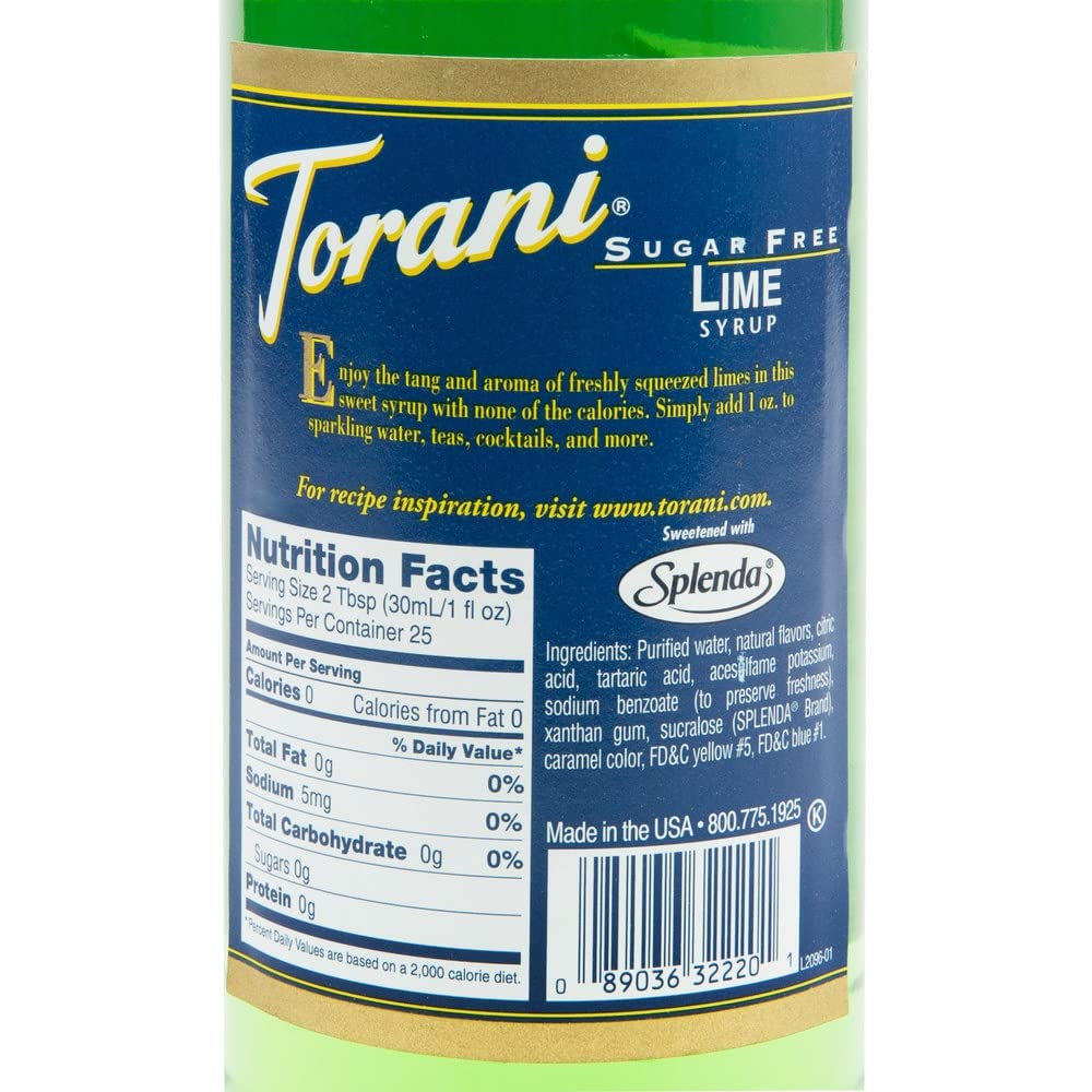 Torani Sugar Free Lime Syrup, 750 ml