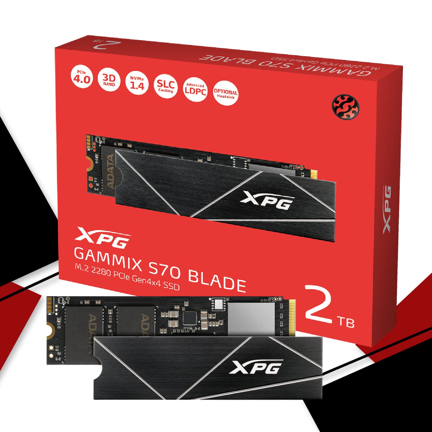 XPG 2TB GAMMIX S70 Blade PCIe Gen4 M.2 2280 Internal Gaming SSD Lancer DDR5 RGB 5200MHz 32GB (2x16GB) Desktop Memory Bundle (AGAMMIXS70B-2T-CS AX5U5200C3816G-DCLARBK)