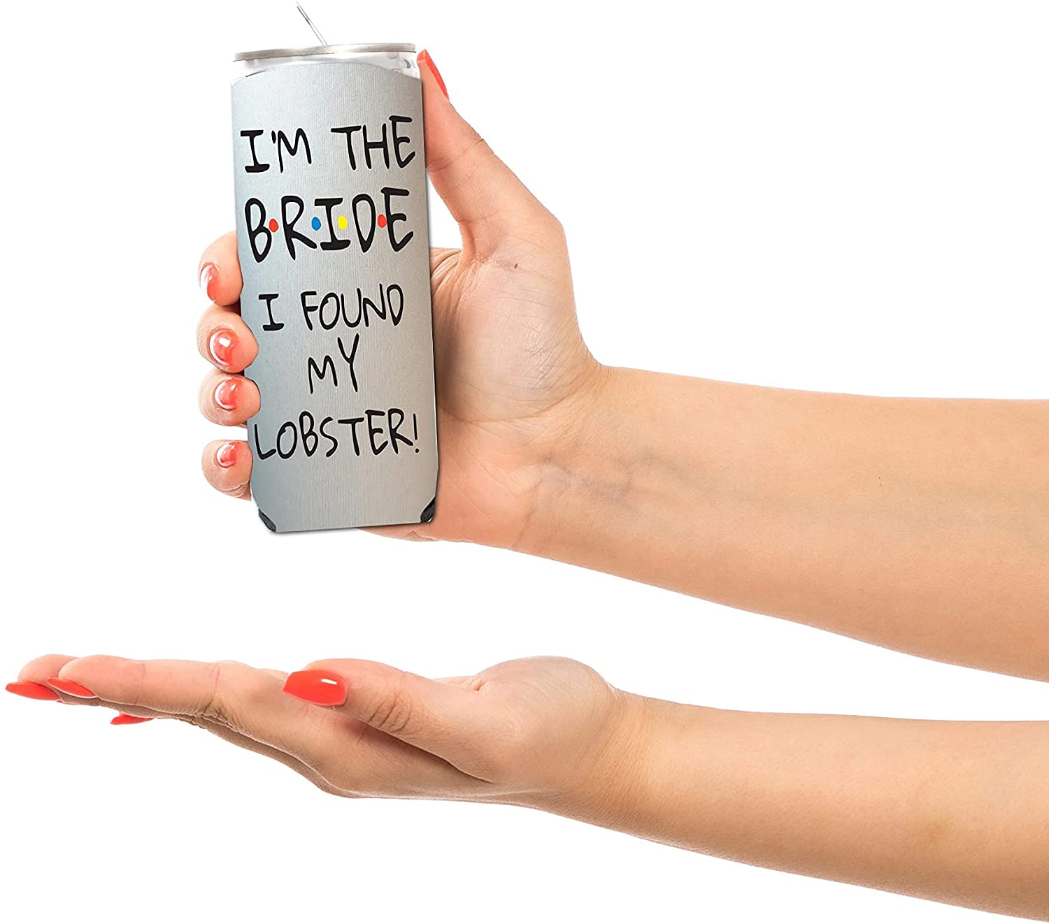 VictoryStore SLIM Can Coolers: Bachelorette SLIM Can Coolers, Found My Lobster Skinny Can Coolers (Combo: 1 Bride, 6 Bridesmaids)