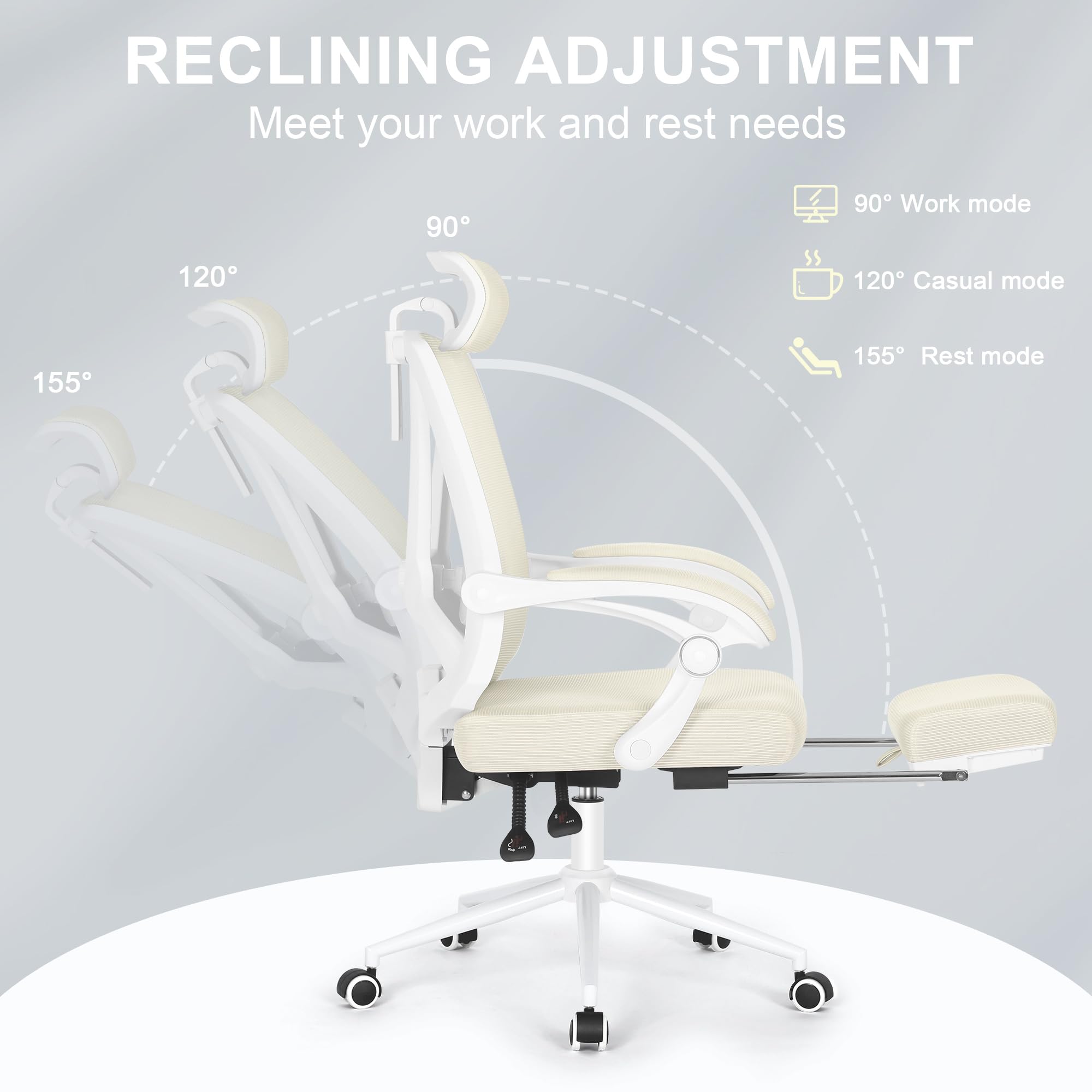 Misolant Desk Chair, Ergonomic Office Chair, Mesh Office Chair with Adjustable Lumbar Support and Height, Mid Back Ergonomic Desk Chair Comfortable Office Chair