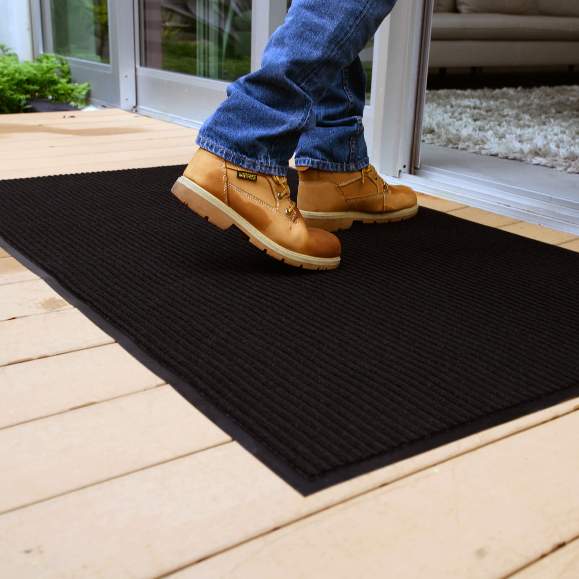 UNIMAT 4x6 (48"x 72") Dual Ribbed Outdoor-Indoor Doormat with Waterproof Black Rubber Backing - Stylish Welcome Mat, Perfect for Home, Office, and Kitchen Entrances