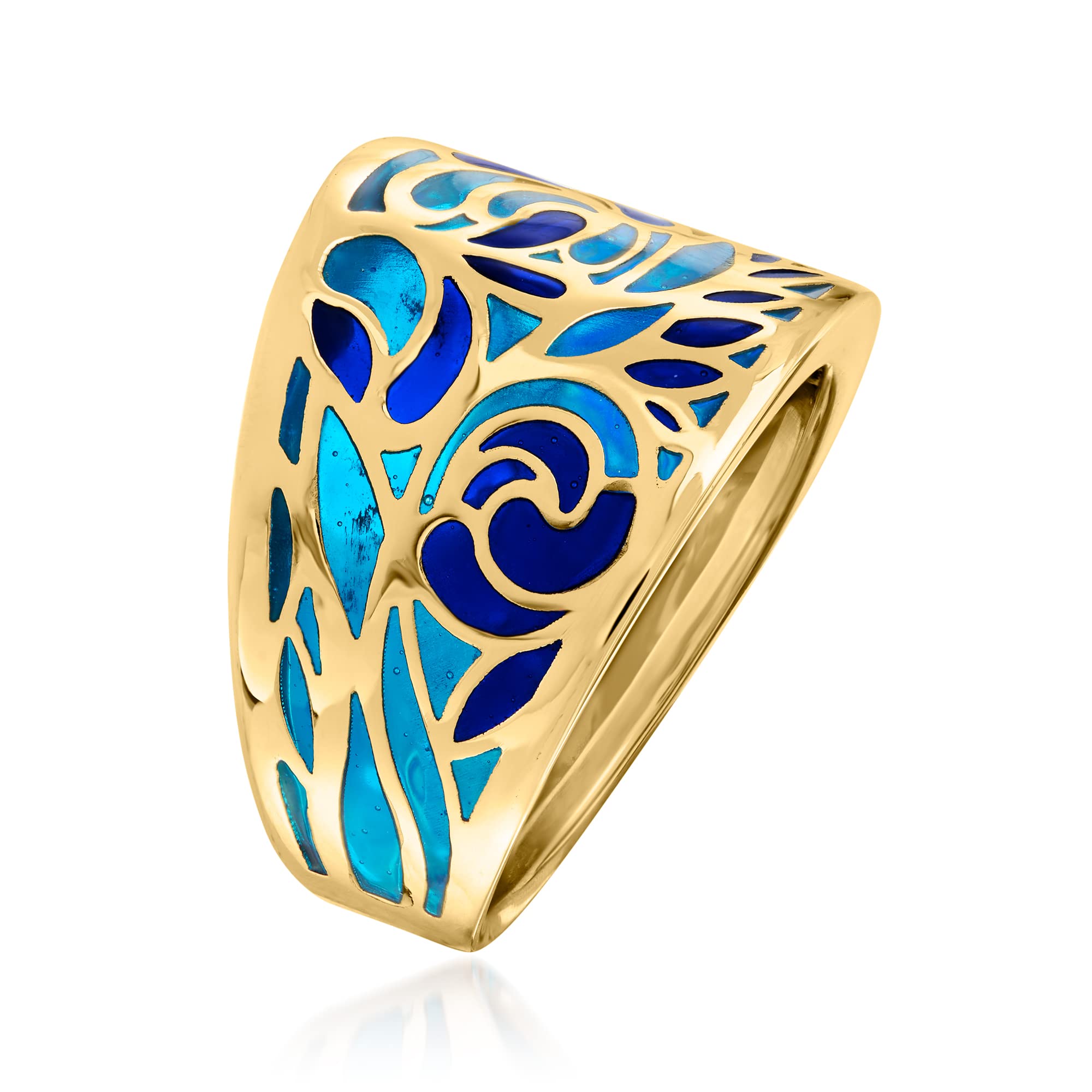 Ross-Simons Italian Blue Enamel Ring in 14kt Yellow Gold. Size 7