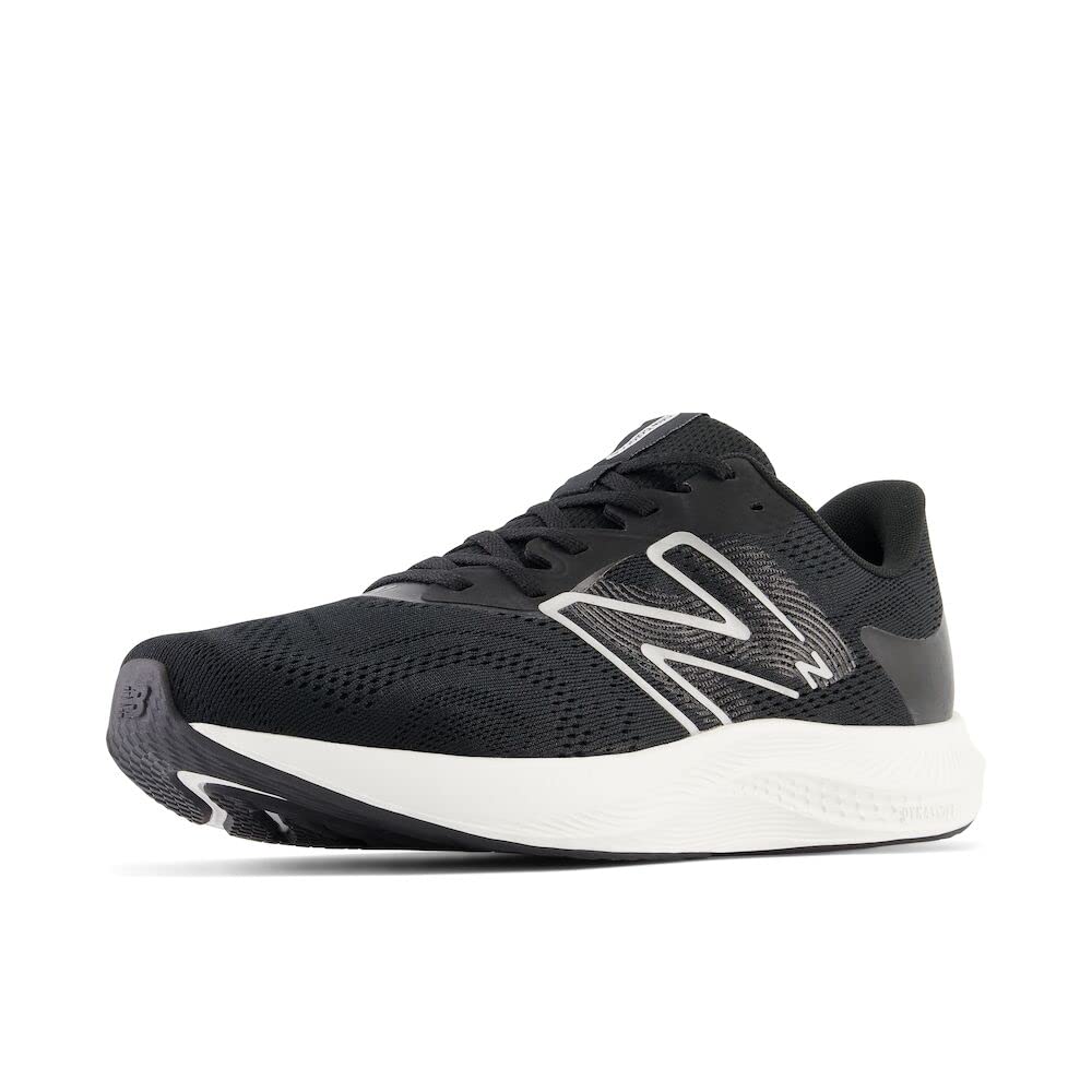 New Balance Men's DynaSoft Pro Run V2 Shoe, Black/White/Light Silver Metallic, 15 Wide
