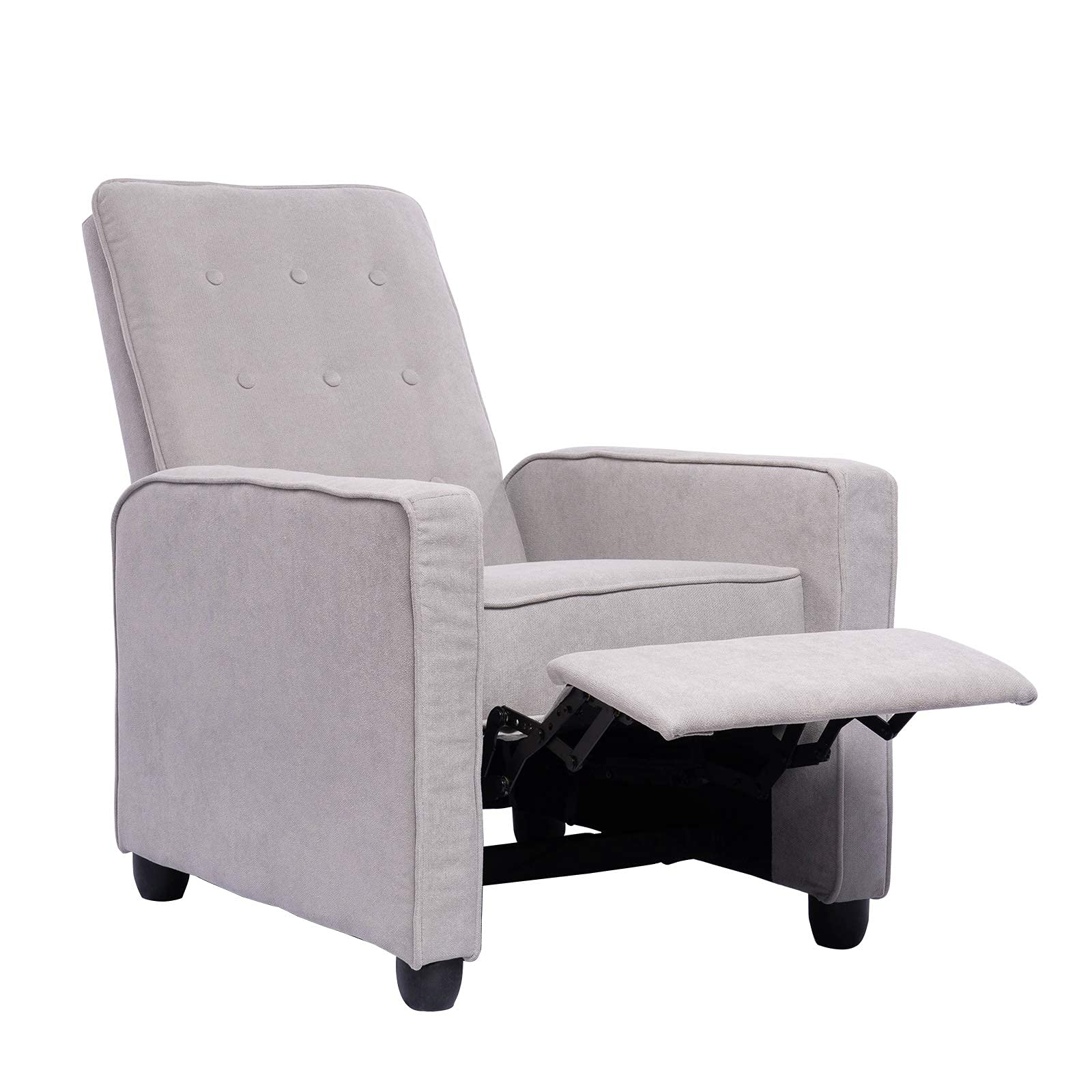 Polar Aurora Mid-Century Modern Push Back Recliner Chair Fabric Accent Arm Chair Ergonomic Lounge for Living Room(Light Grey)