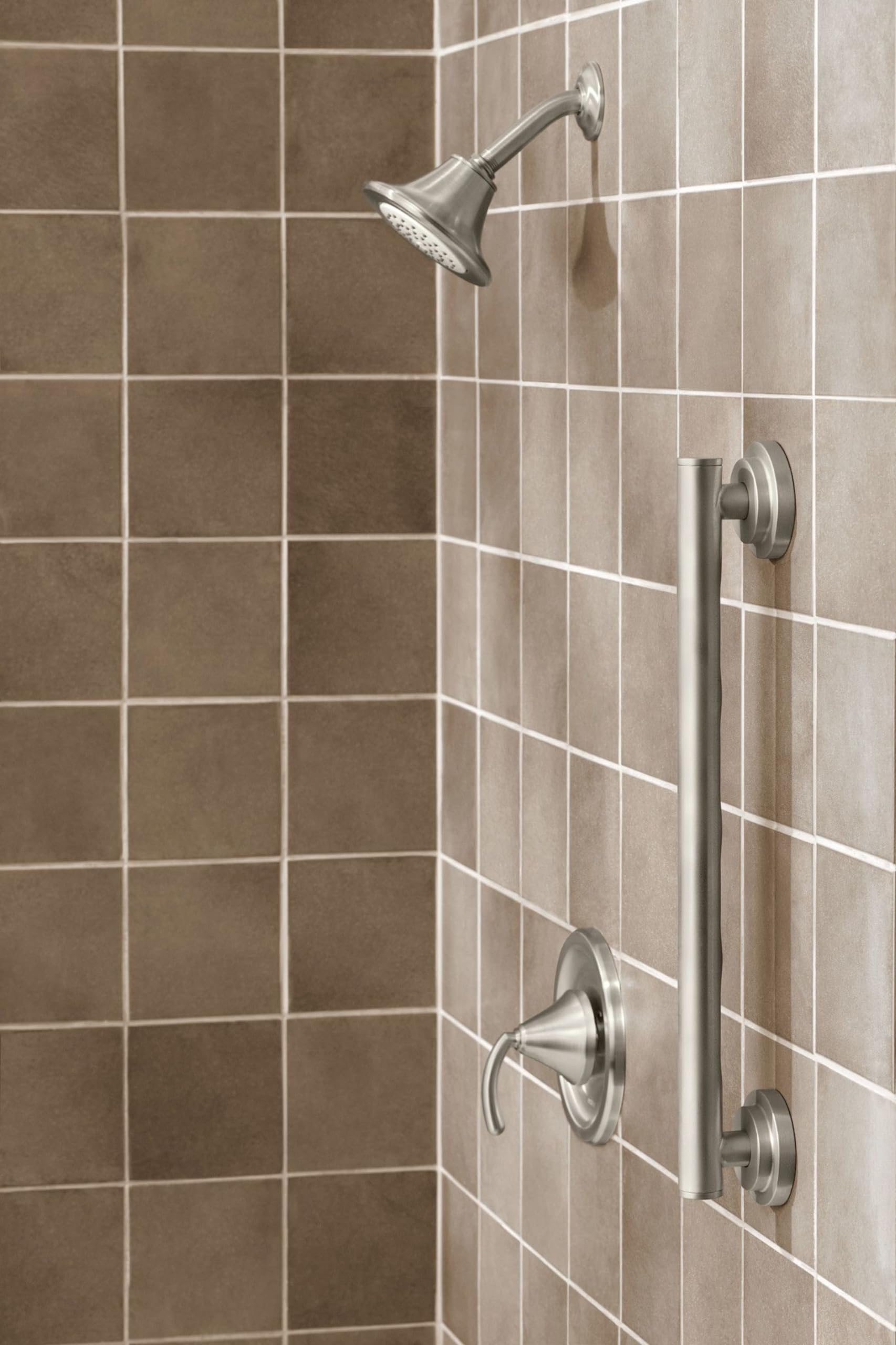 Moen YG0718BN Bathroom Safety 18-Inch Stainless Steel Modern Bathroom Grab Bar, Brushed Nickel