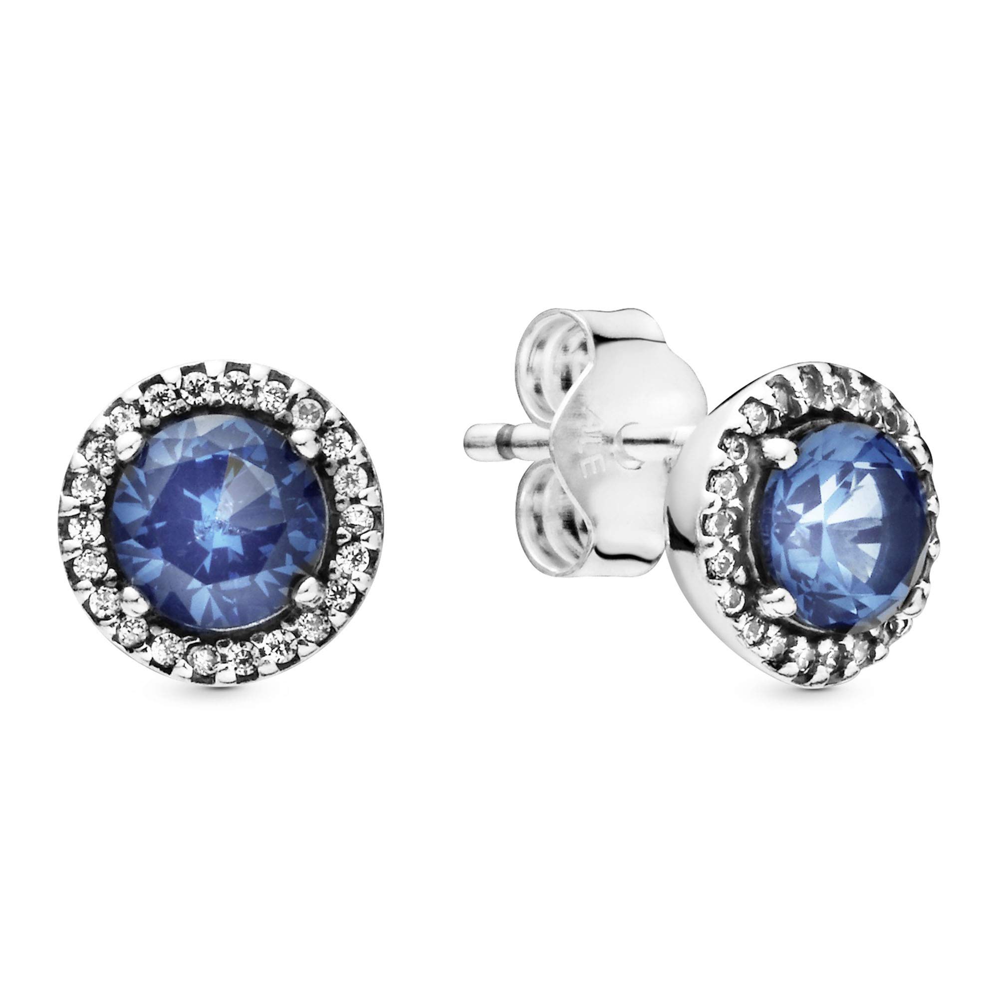 PANDORA Blue Round Sparkle Stud Earrings - Elegant Earrings for Women - Great Gift for Her - Made with Sterling Silver, Cubic Zirconia & Crystals