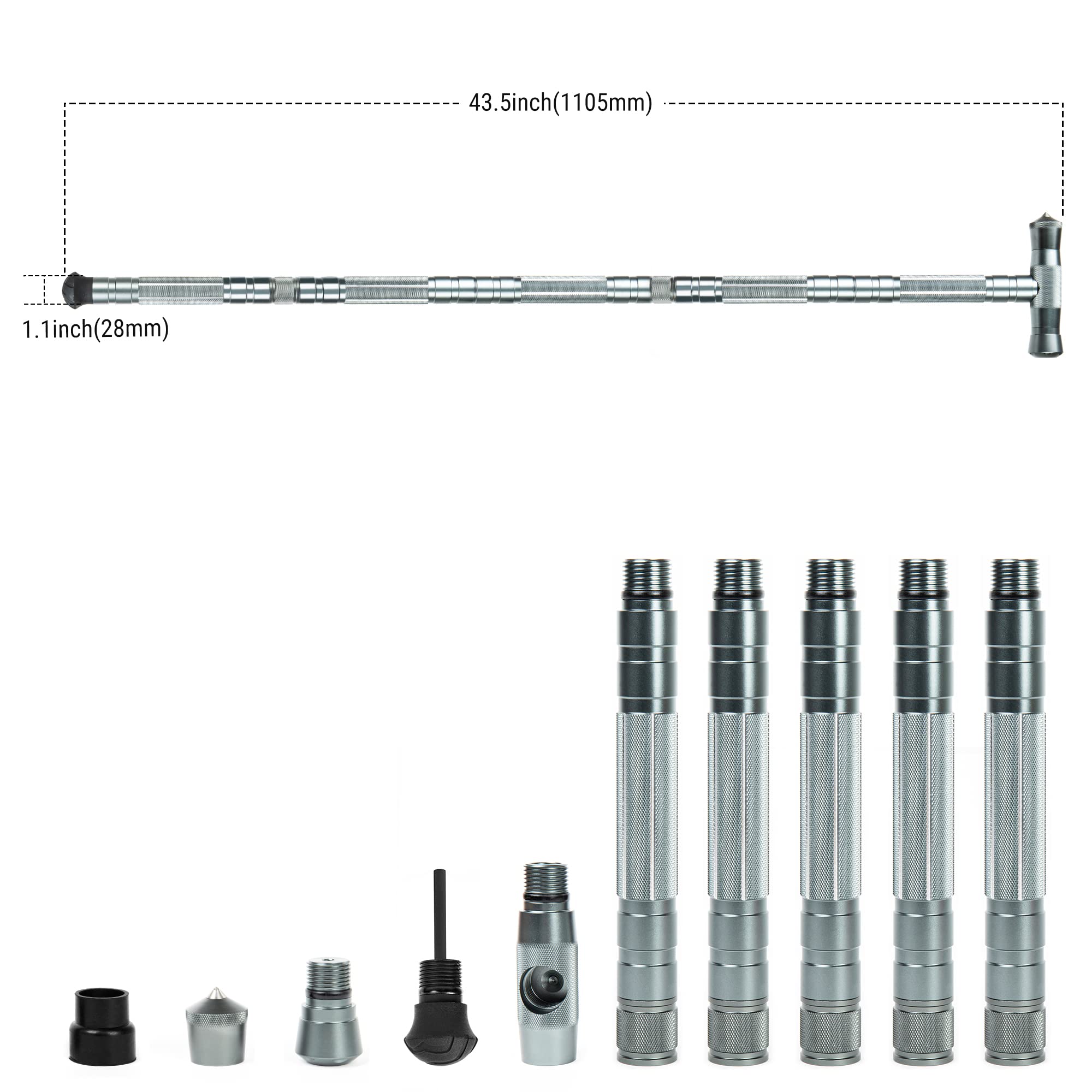 Trekking Poles Tactical Walking Hiking Sticks Multitool Aluminum Alloy Detachable Cane Gray Climbing Equipment and Gear