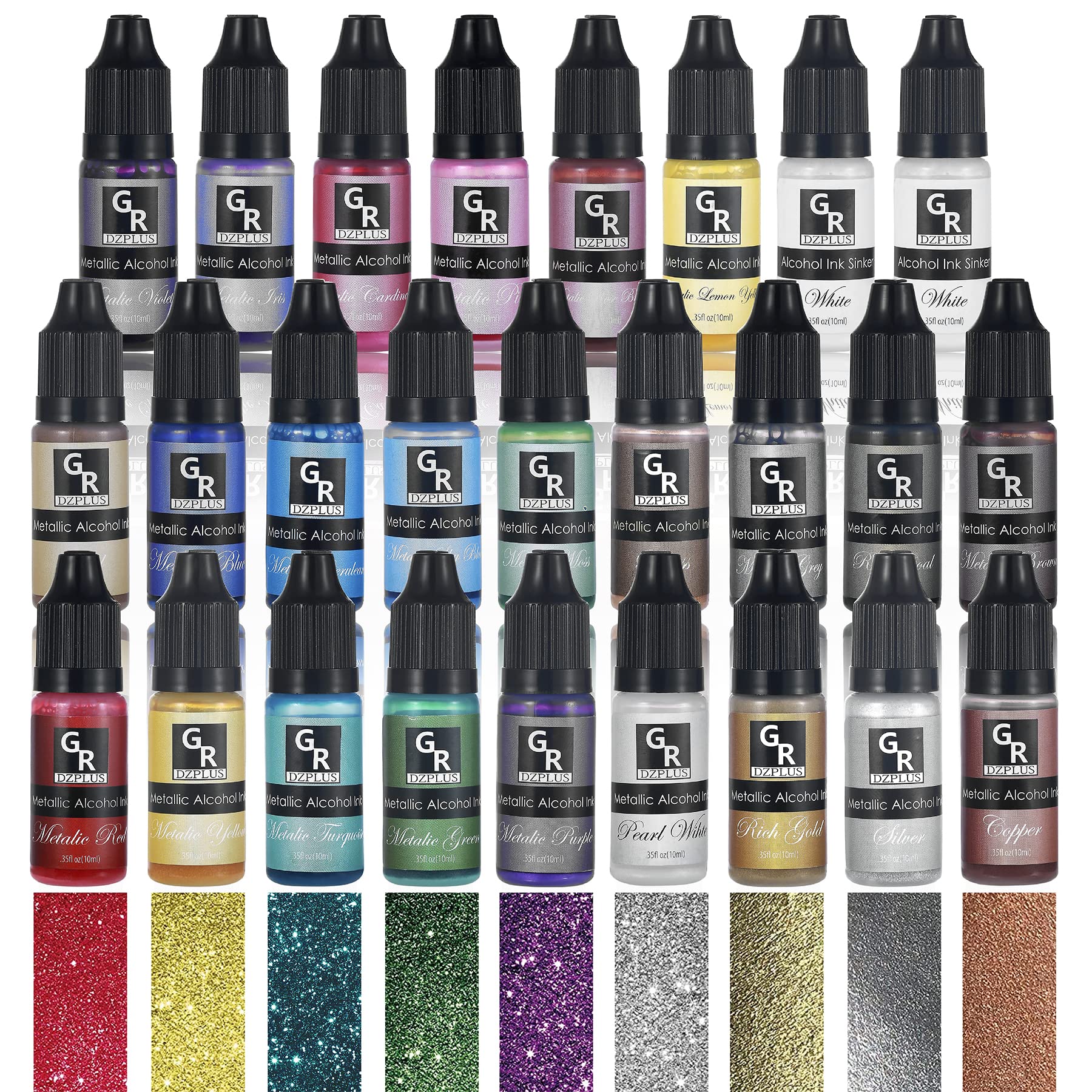 Metallic Alcohol Ink Set -26 Metallic Colors Alcohol Based Ink for Resin Art, Fluid Art,Resin Craft,Resin Petri Dish,Alcohol Ink Paint for Yupo,Tumbler (Metallic 26 color set)