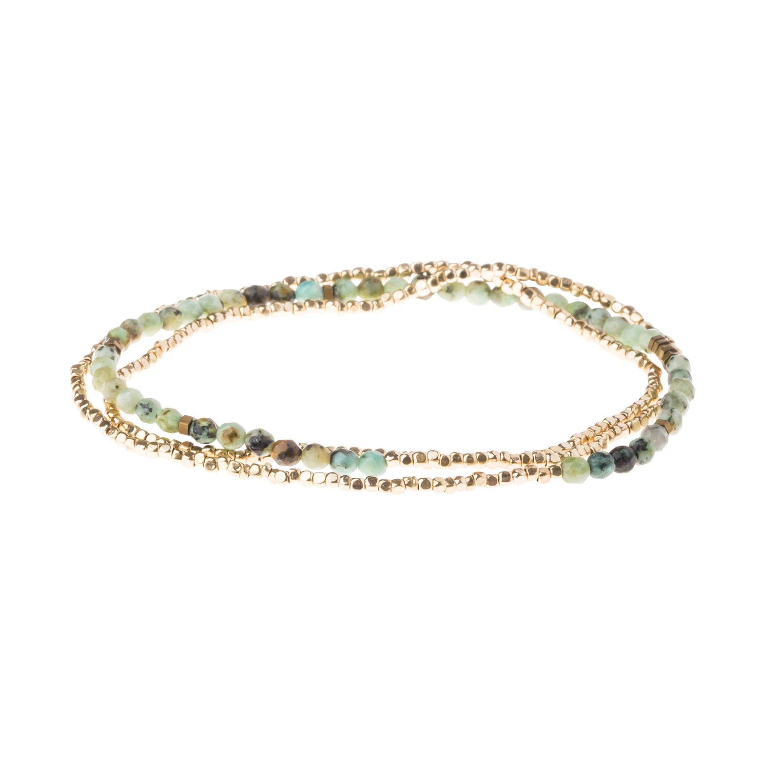Scout Curated Wears - Women's Delicate Stone Wrap Bracelet & Necklace - African Turquoise/Gold