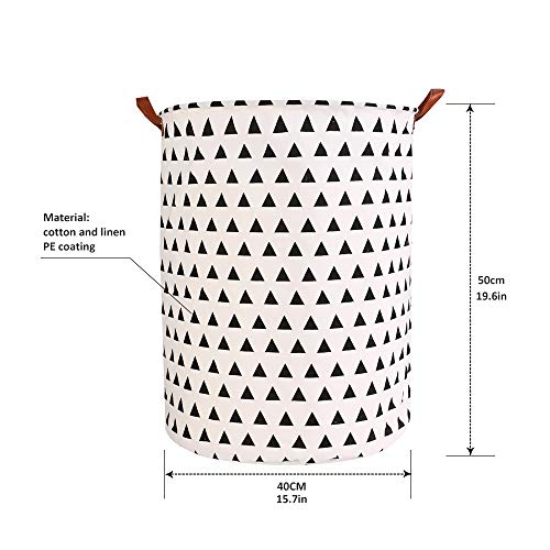 Smart Home Collapsible Fabric Basket, White and Black Triangles