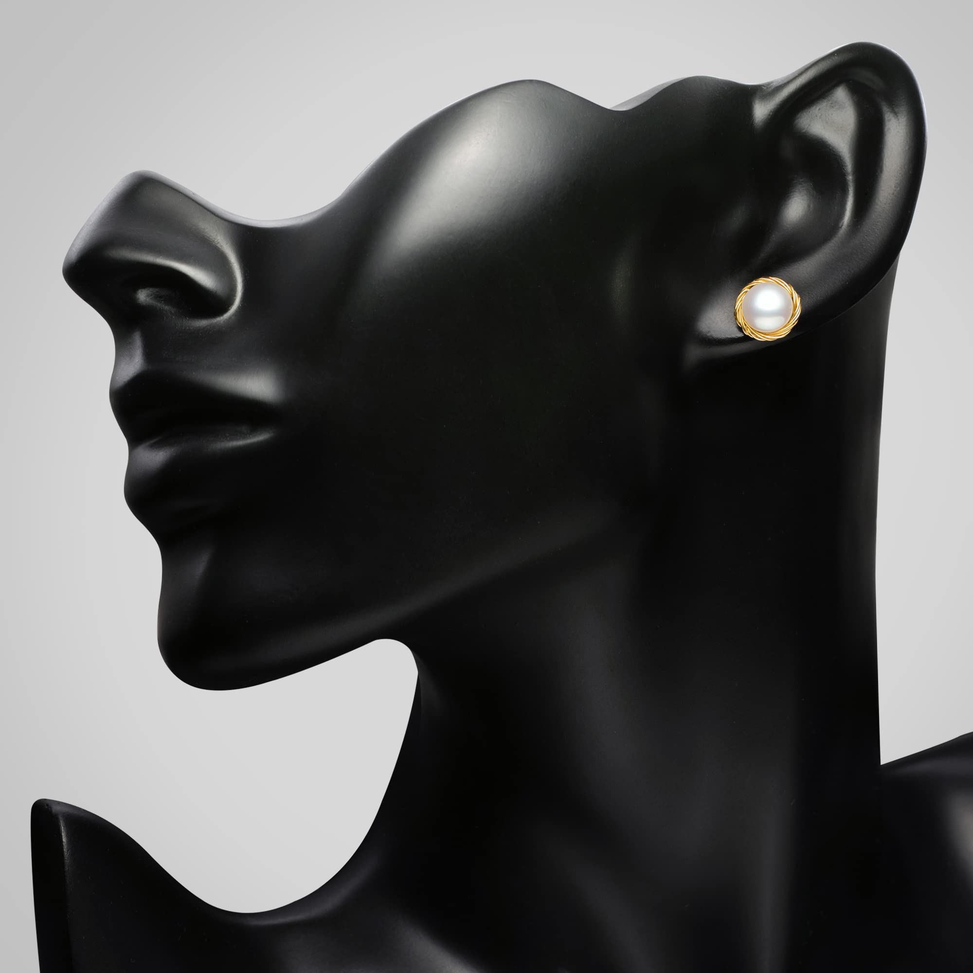 Pearl Stud Earrings for Women 14K Gold Filled 9.5mm+ White Real Freshwater Cultured Pearl Earrings COMOTO Jewelry