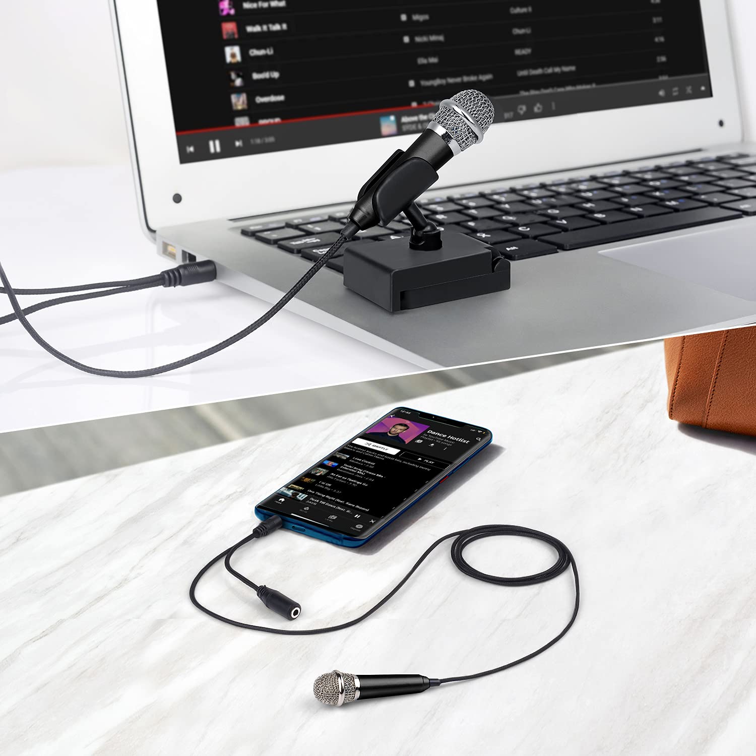 Uniwit Mini Portable Vocal/Instrument Microphone for Mobile Phone Laptop Notebook Apple iPhone Sumsung Android with Holder Clip (Black)