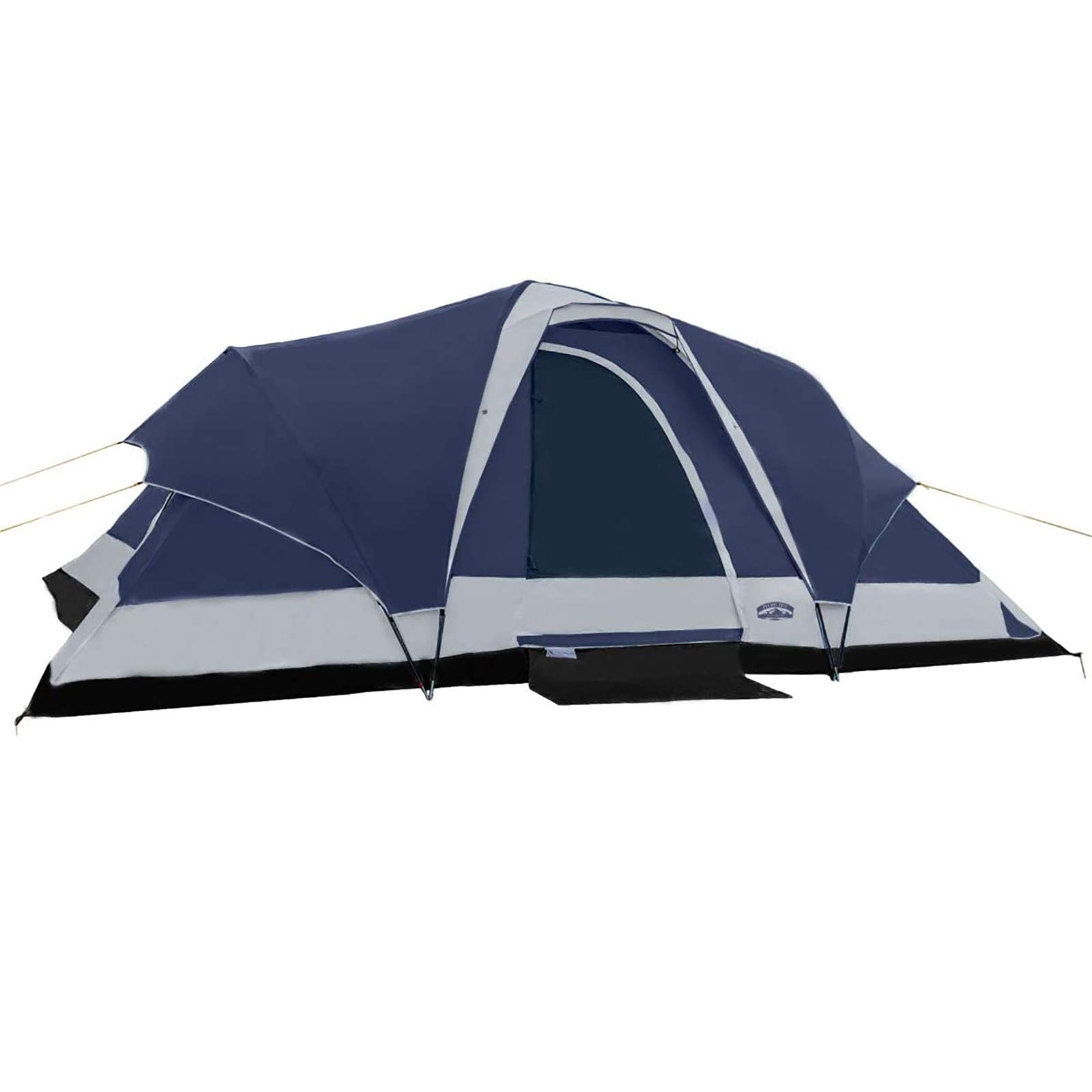 Pacific Pass 8 Person Dome Tent w/ Removable Rain Fly and Room Dividers, Water Resistant - Navy/Gray